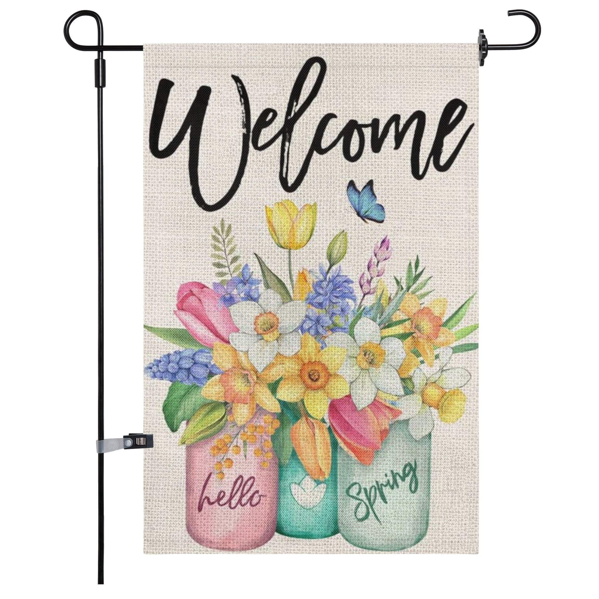 JOOCAR Garden Flags, Flowers in a Vase 12x18 Inches Reversible Garden ...