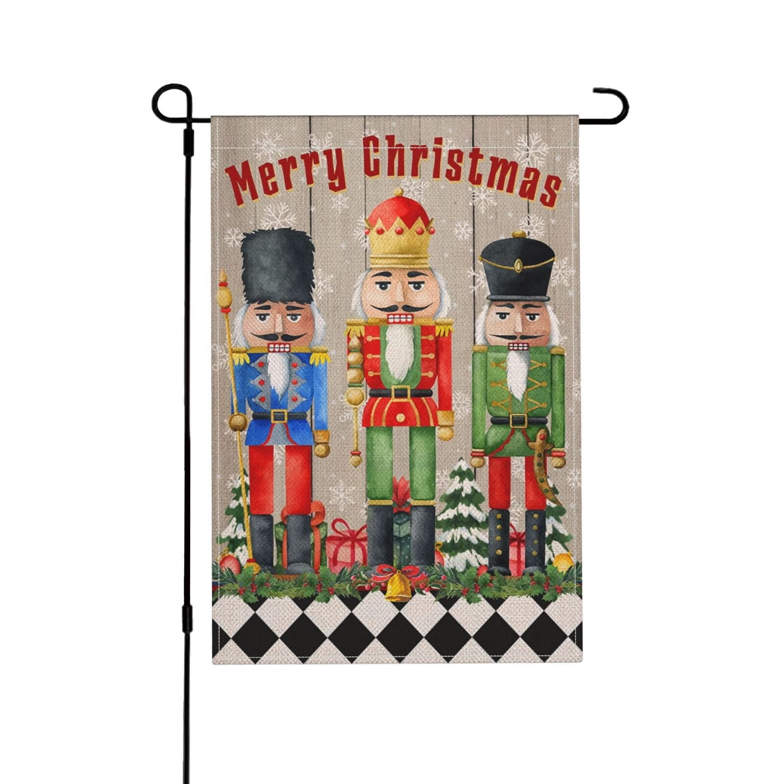 Joocar 12” x 18” Spun Linen Merry Christmas Soldier Outdoor Flag ...
