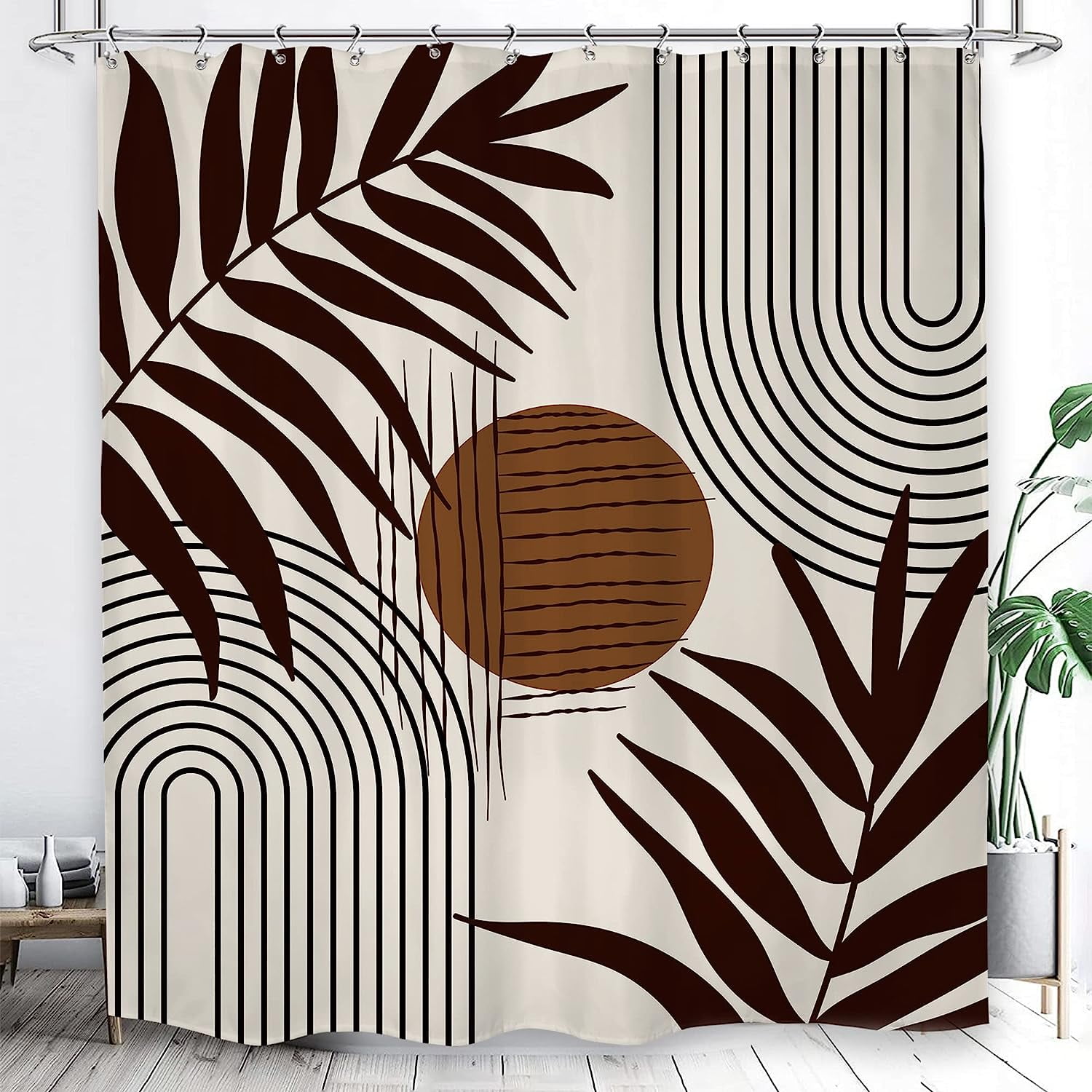 Joocar Mid Century Abstract Boho Shower Curtain Bathroom Set With 12