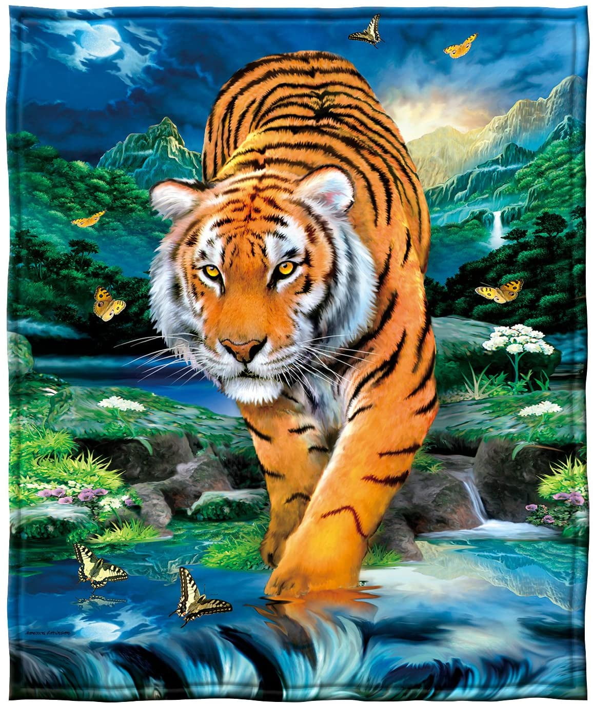 JOOCAR Moonlight Tiger Blanket for Bed 50" x 60" Tiger Throw Blanket ...