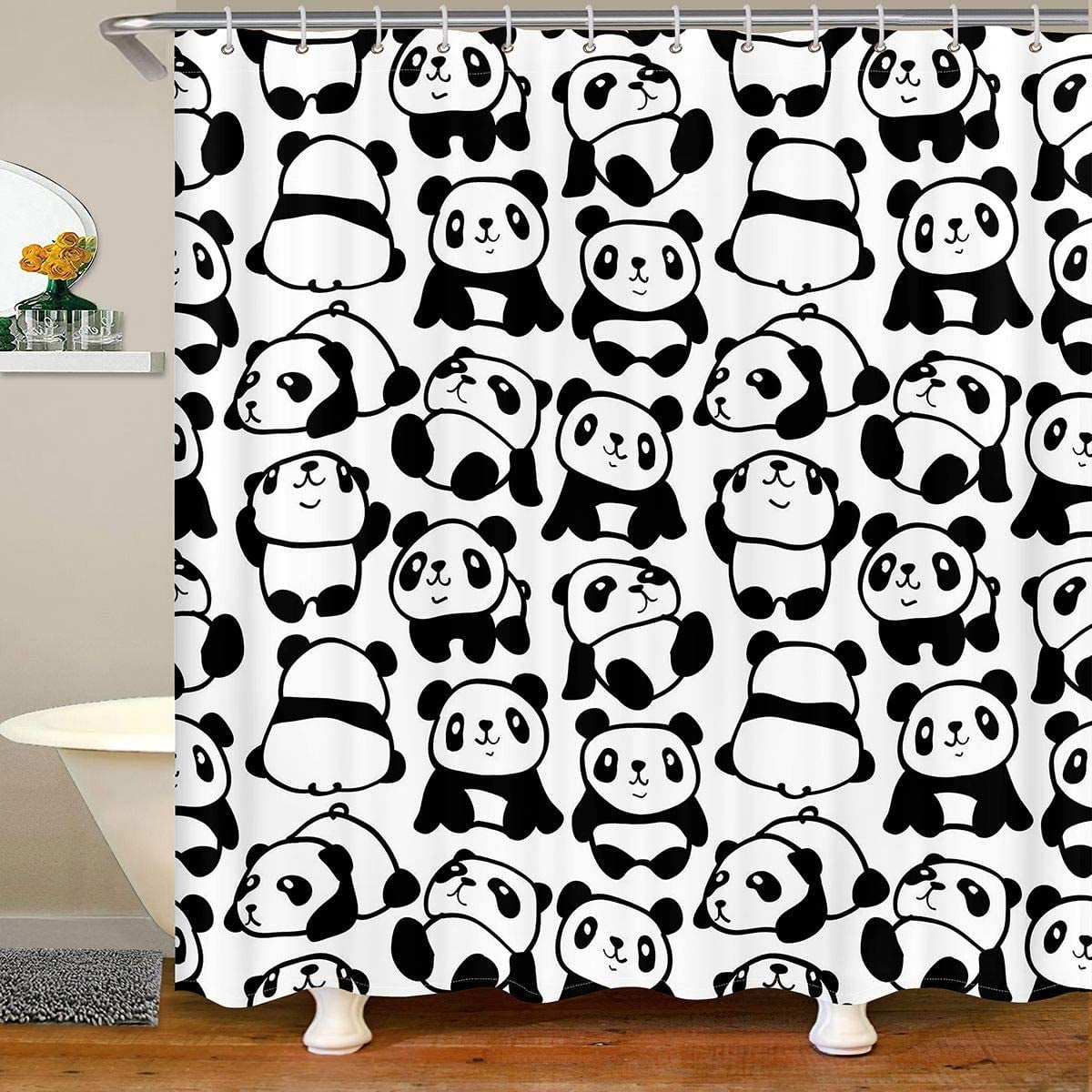 JOOCAR Panda Shower Curtain for Bathroom Stalls Bathtubs Cute Animal ...