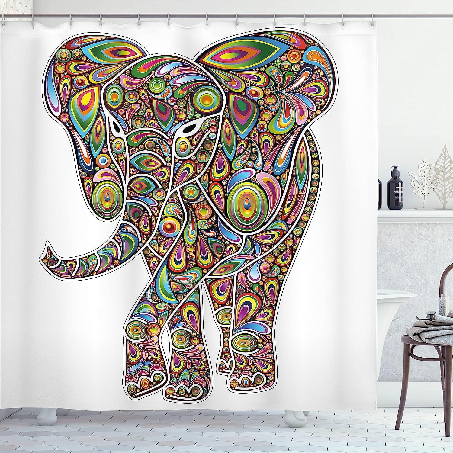 JOOCAR Psychedelic Shower Curtain, Large Eastern Trippy Pattern Boho ...