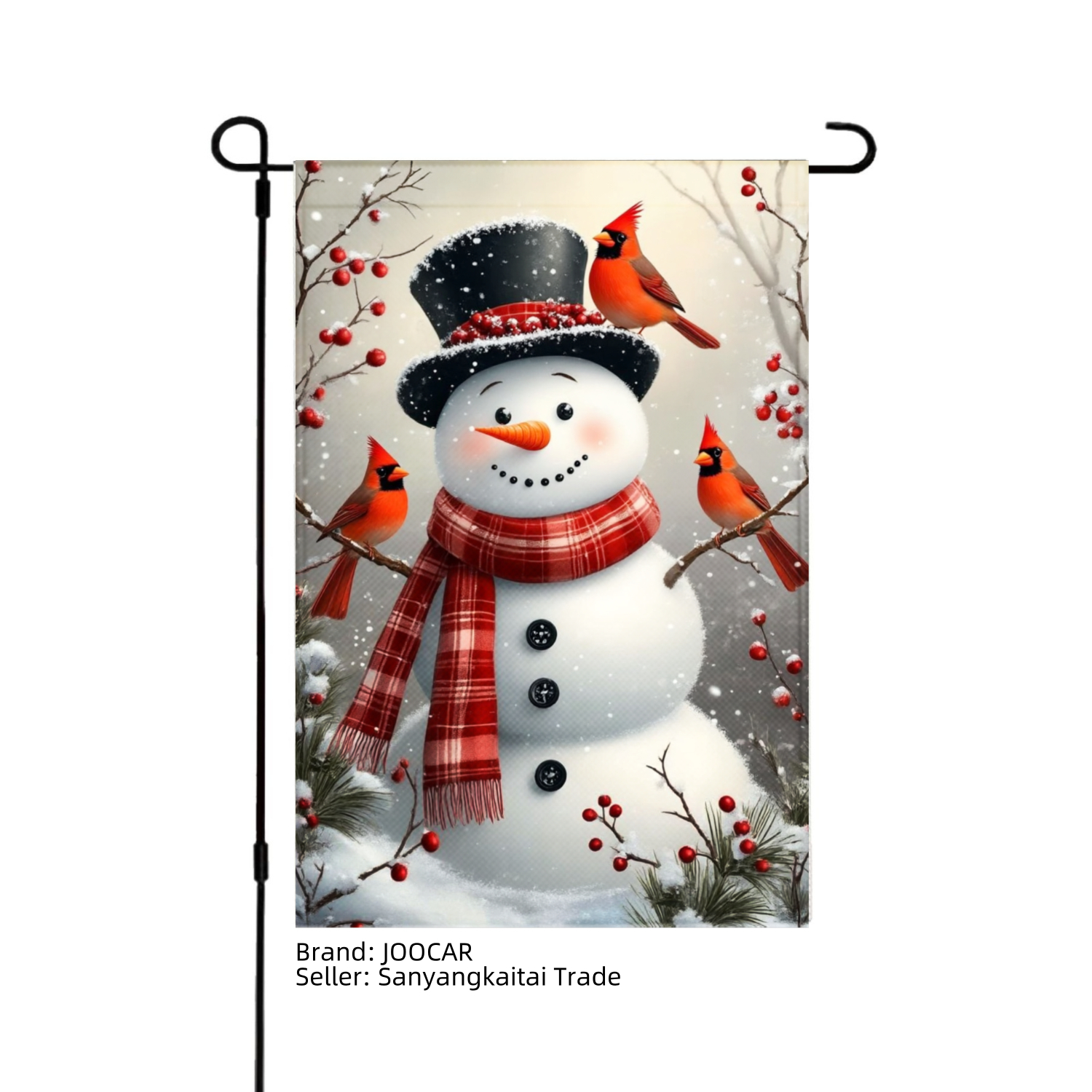 JOOCAR Snowman with Cardinals Garden Flag for Winter Christmas Home ...