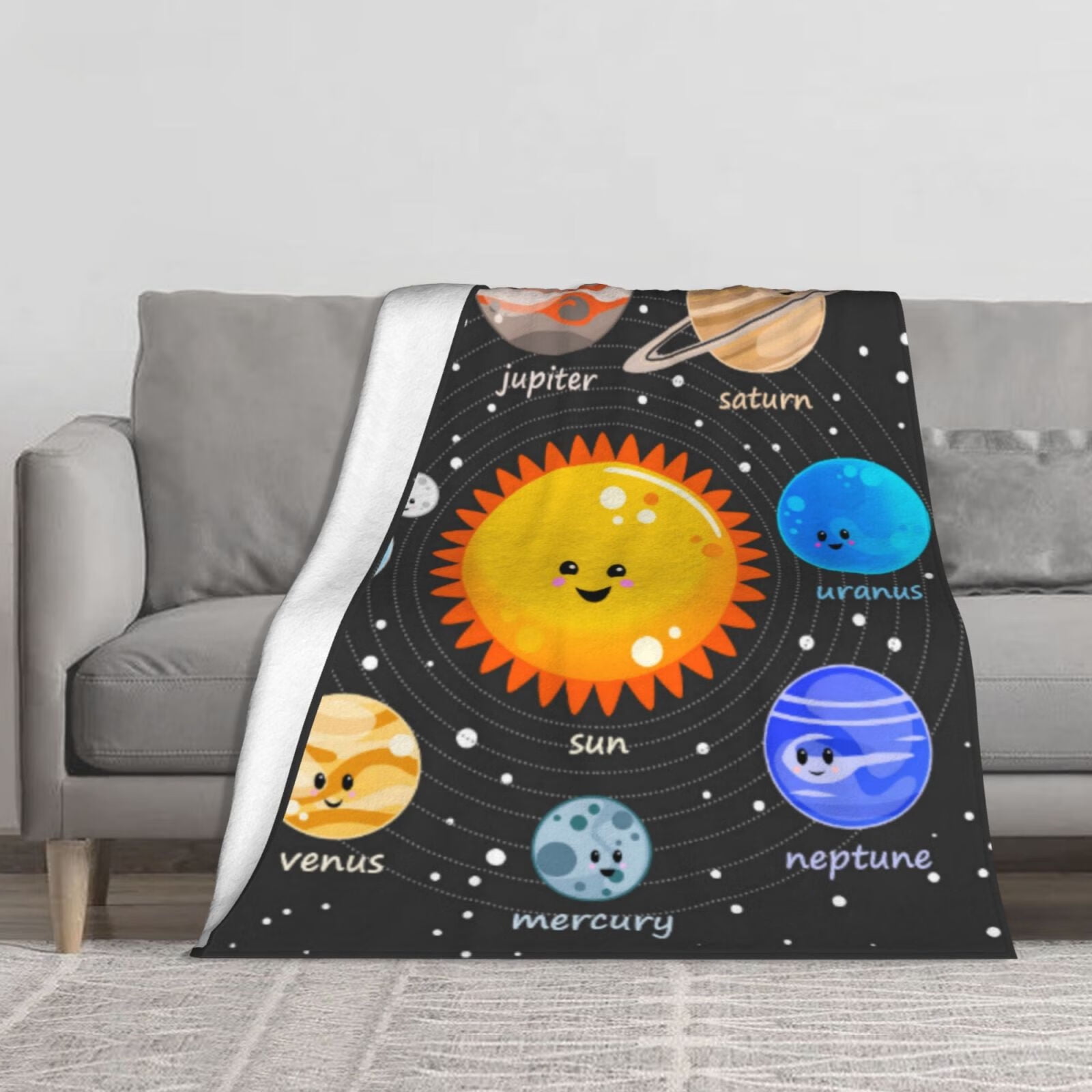 JOOCAR Solar System Flannel Throw Blanket Lightweight Plush for Couch ...