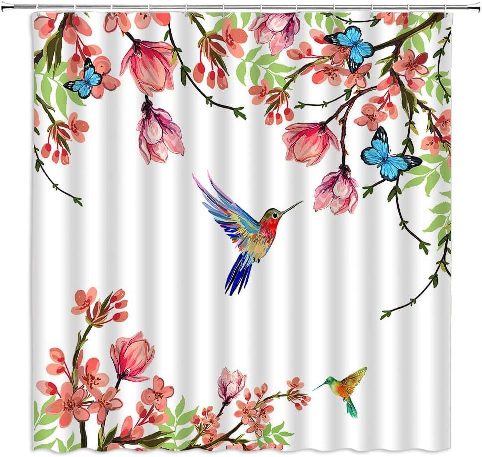 Joocar Watercolor Floral Hummingbird For Bathroom Set Pink Wildflower
