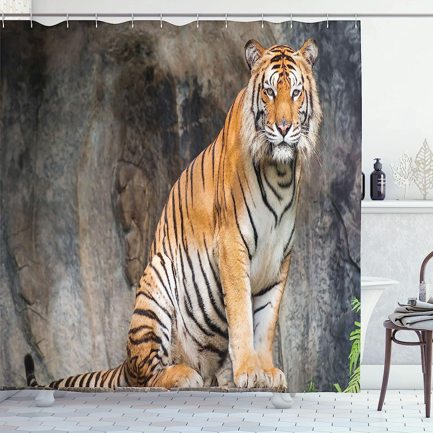 JOOCAR Zoo Shower Curtain, Bengal Tiger Feline Predator Aggressive ...