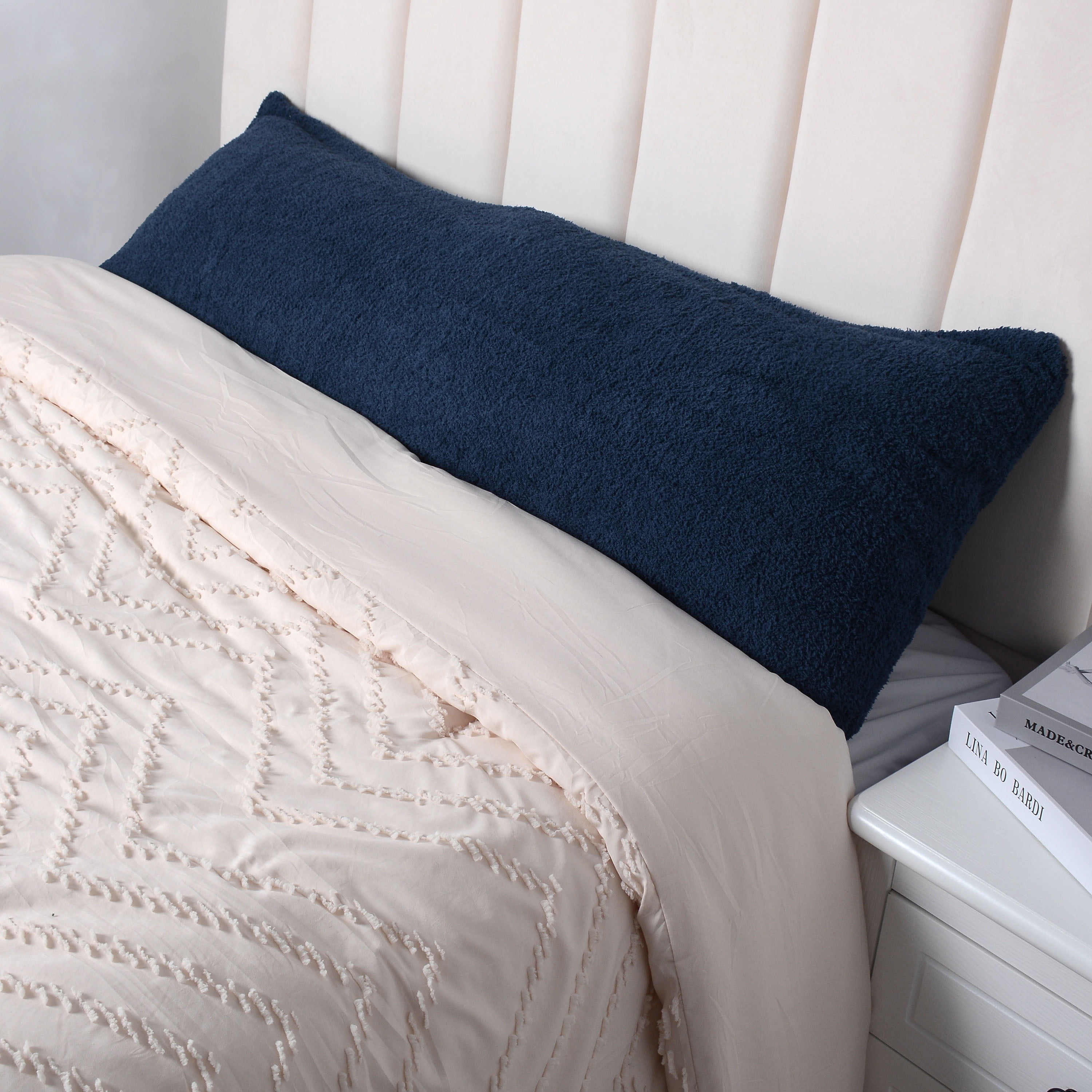 JOOJA Long Decorative Body Pillow Cover, Soft Fluffy, Zipper Closure ...