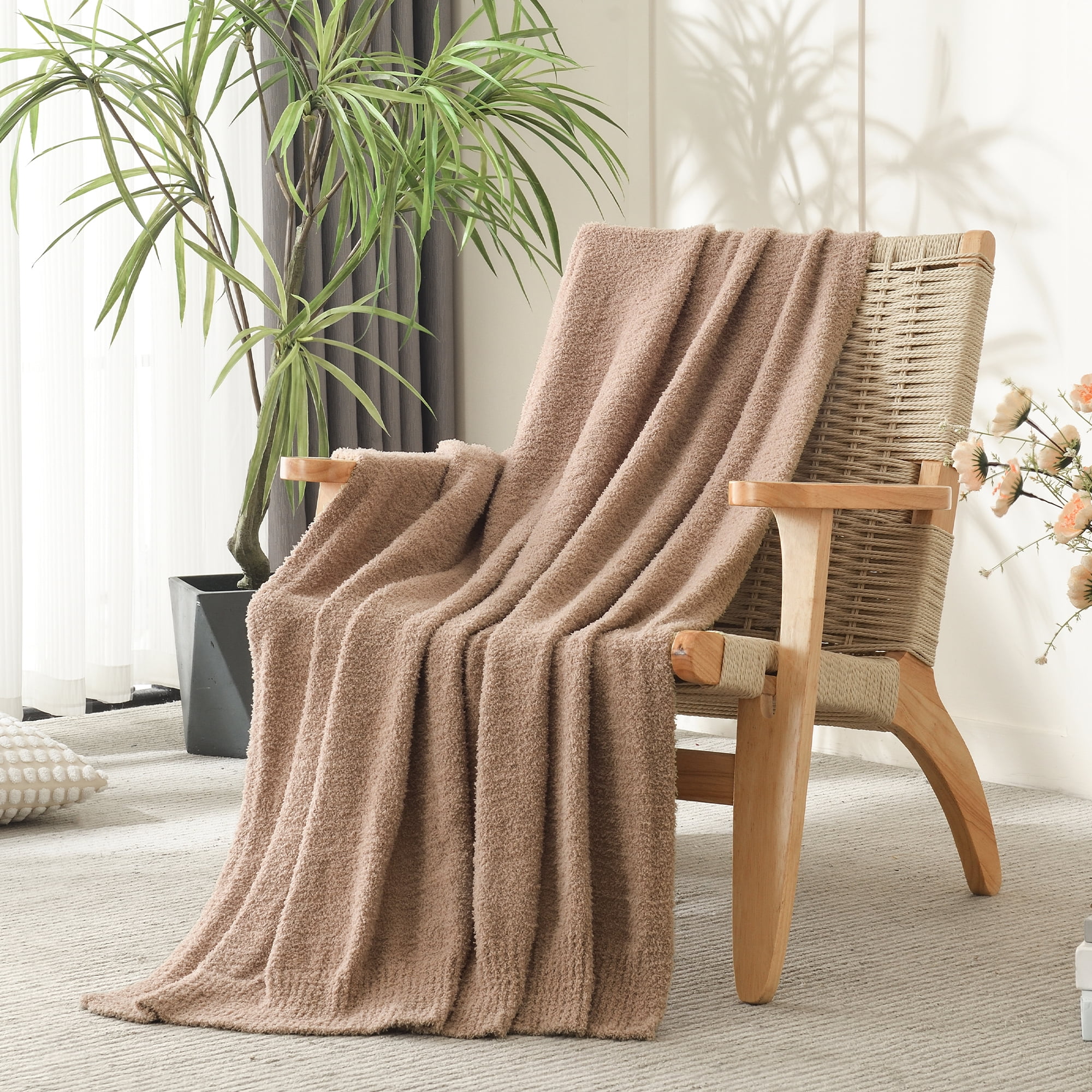 JOOJA Adults Cuddle Knit Throw Blanket, Super Soft Cozy for Bed Sofa ...