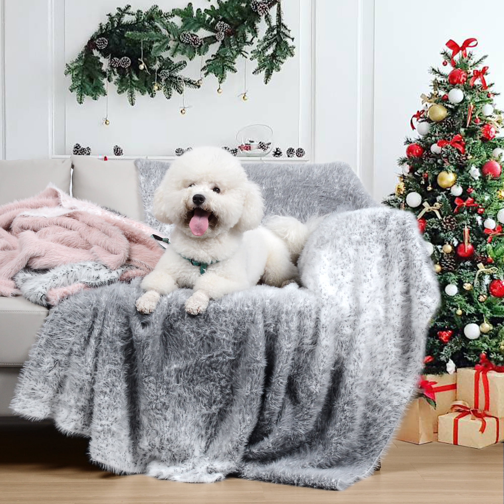 JOOJA Knit Throw Blanket Super Soft Cozy Long Push Faux Fur Blanket, 50 ...