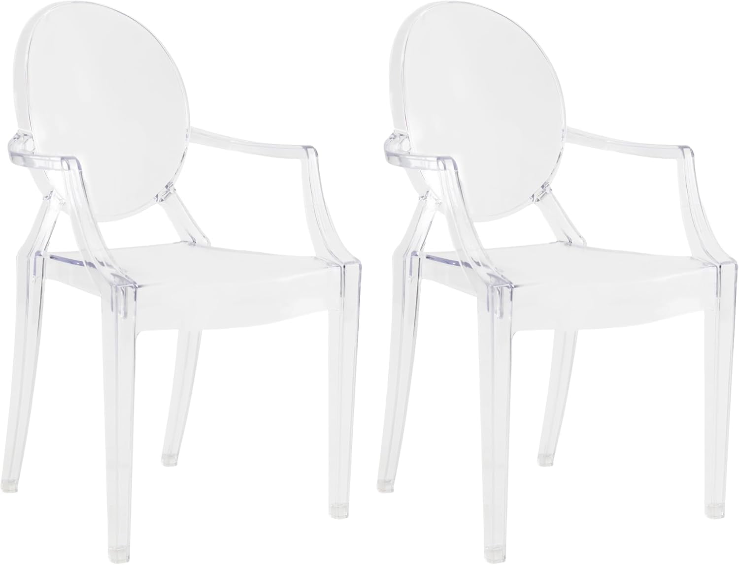 JOON 2 Pack Kids Ghost Chairs with Armrest Transparent, 25x13x14.5 ...