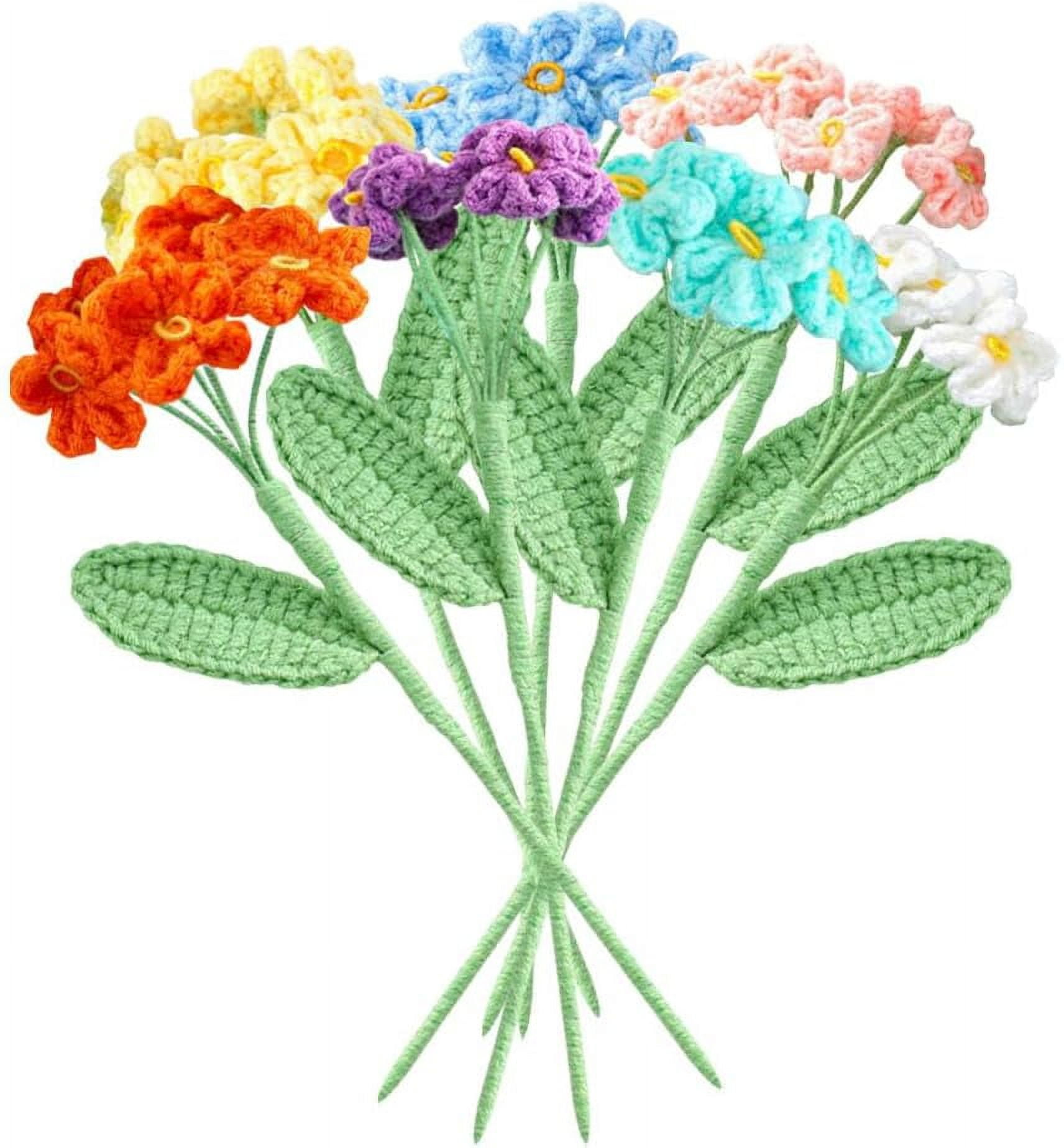 JOONOR 7Pcs Hand-Woven Forget-Me-Not Flower,Knitted Crochet Forget-Me ...