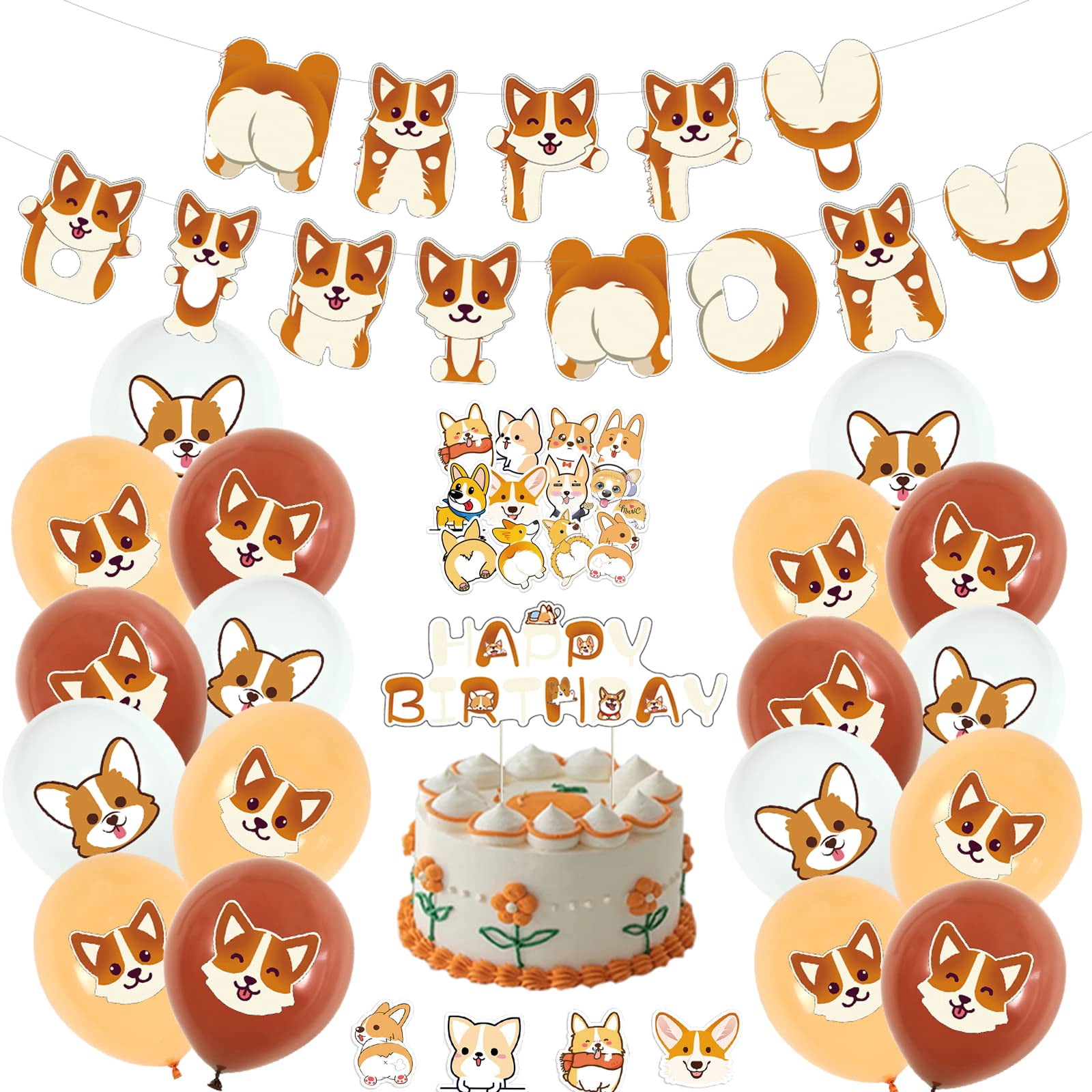 JOPARY Cute Corgi Birthday Party Decorations Supplies With Corgi ...
