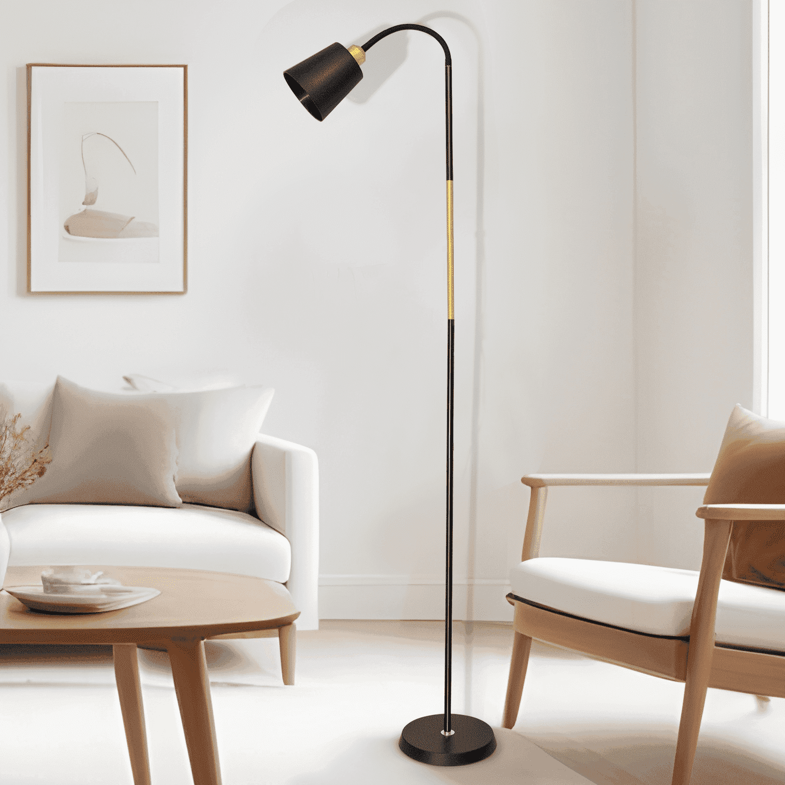 JOPESO 62" Gooseneck Floor Lamp, Industrial Arch Metal Pole Standing ...