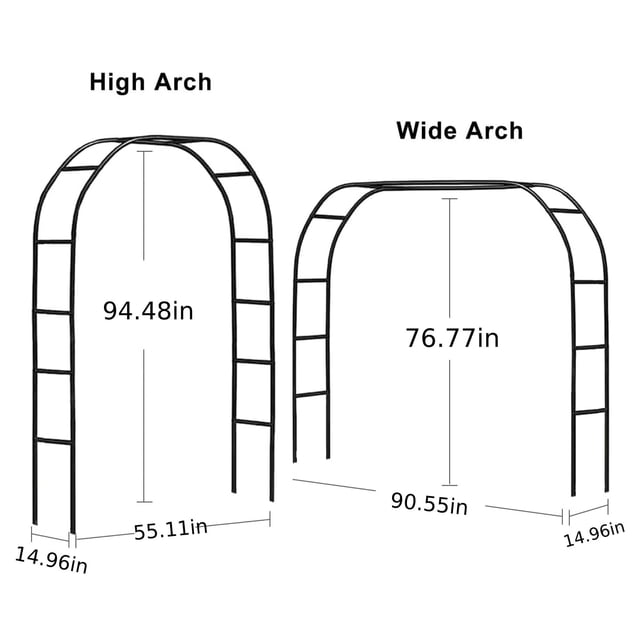 JOPESO Black Cast Iron Garden Arch Arbor Trellis, 7.87x4.59x1.25FT ...