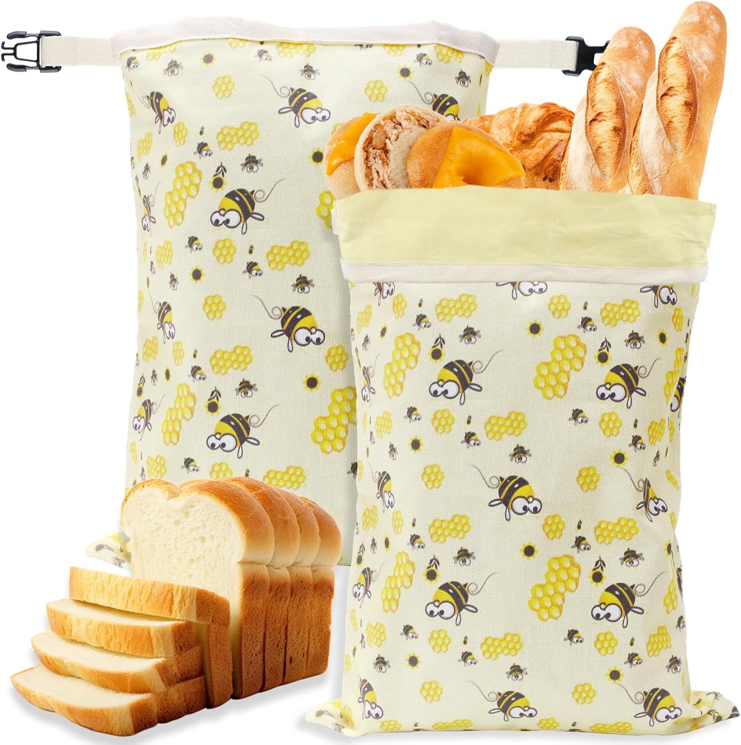 JOPOY Reusable Beeswax Bread Bags (2 Pack), Large Foldable Eco-Friendly ...