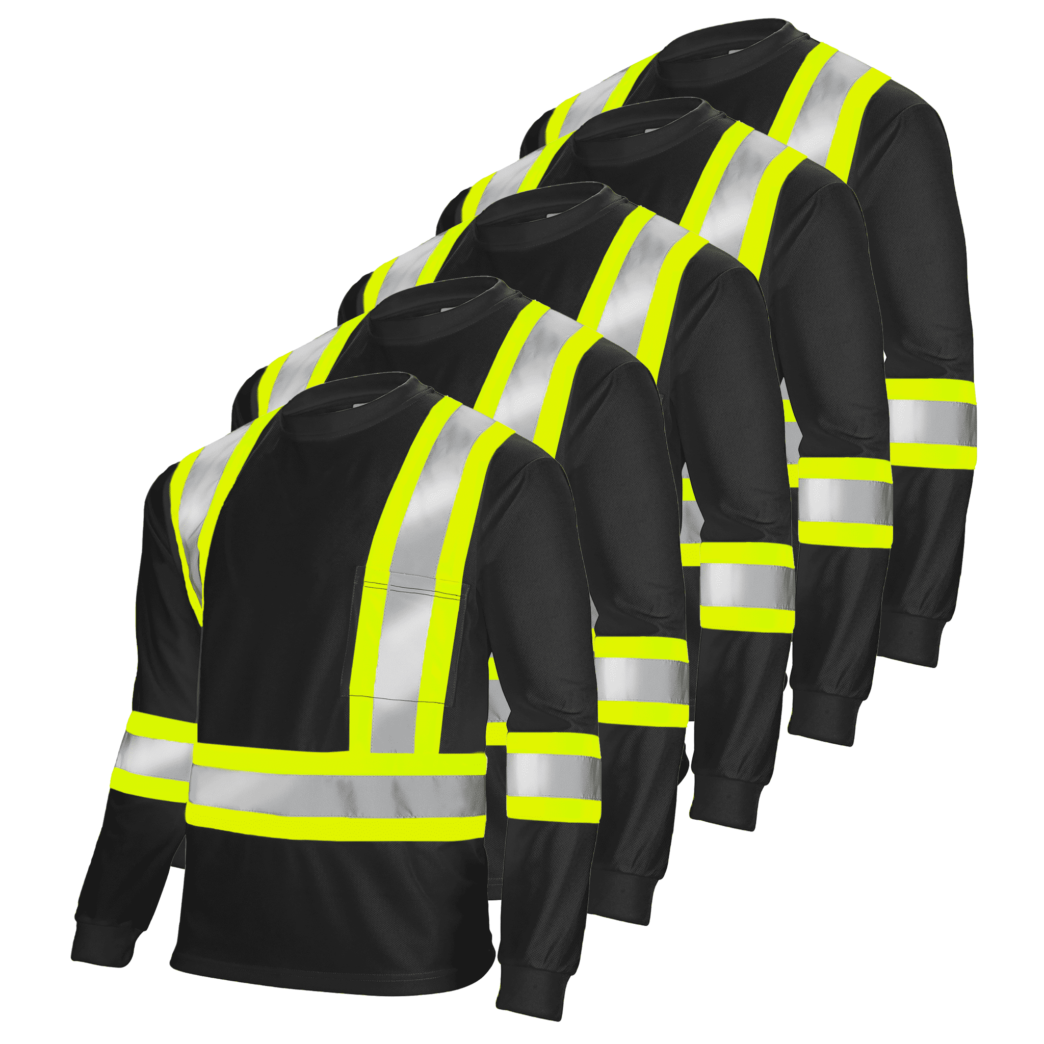 JORESTECH 5-Pack Hi-Vis Long Sleeve Safety Shirt, Two-Toned, CSA/ANSI ...