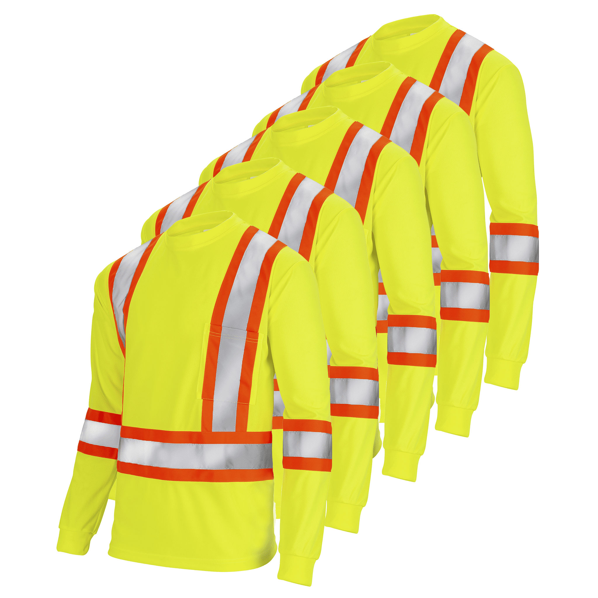 JORESTECH 5-Pack Hi-Vis Long Sleeve Safety Shirt, Two-Toned, CSA/ANSI ...