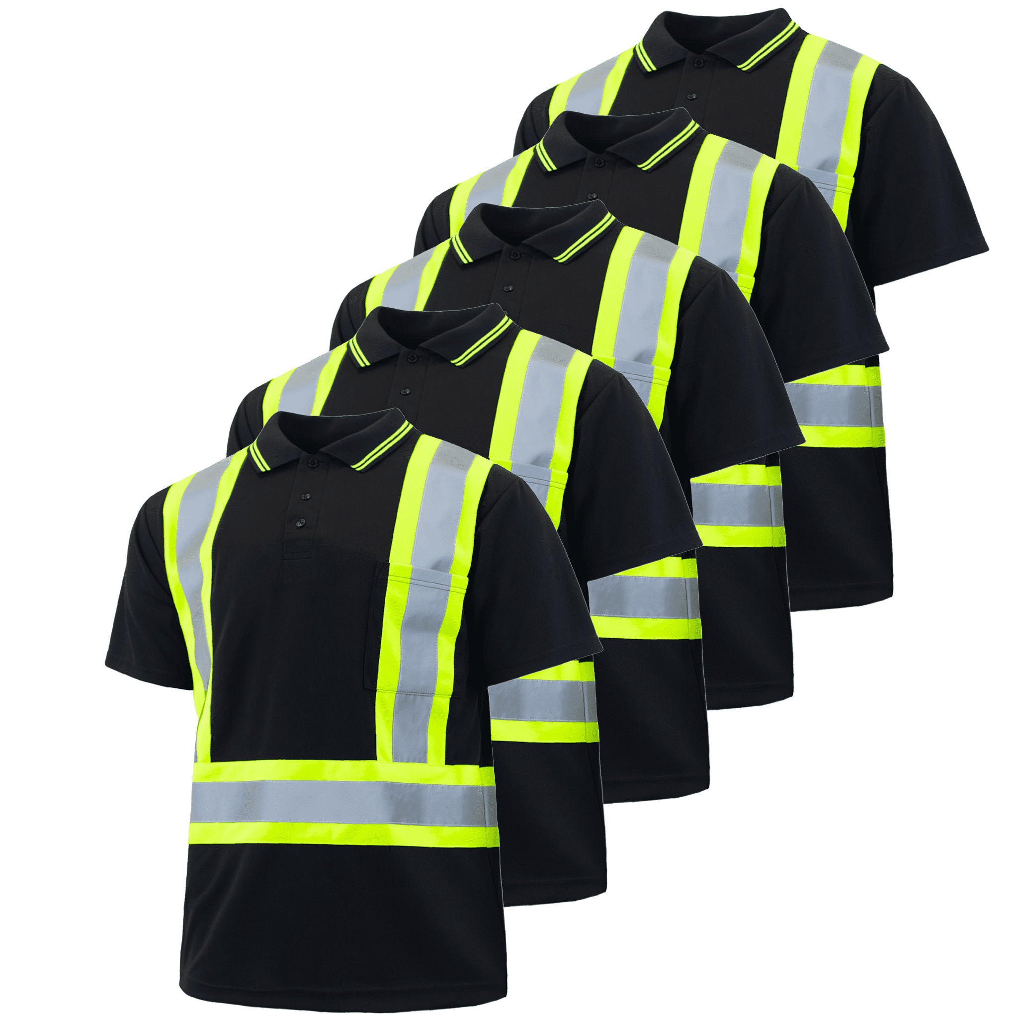 JORESTECH 5-Pack Hi-Vis Short Sleeve Safety Polo Shirt, ANSI Class 1 ...