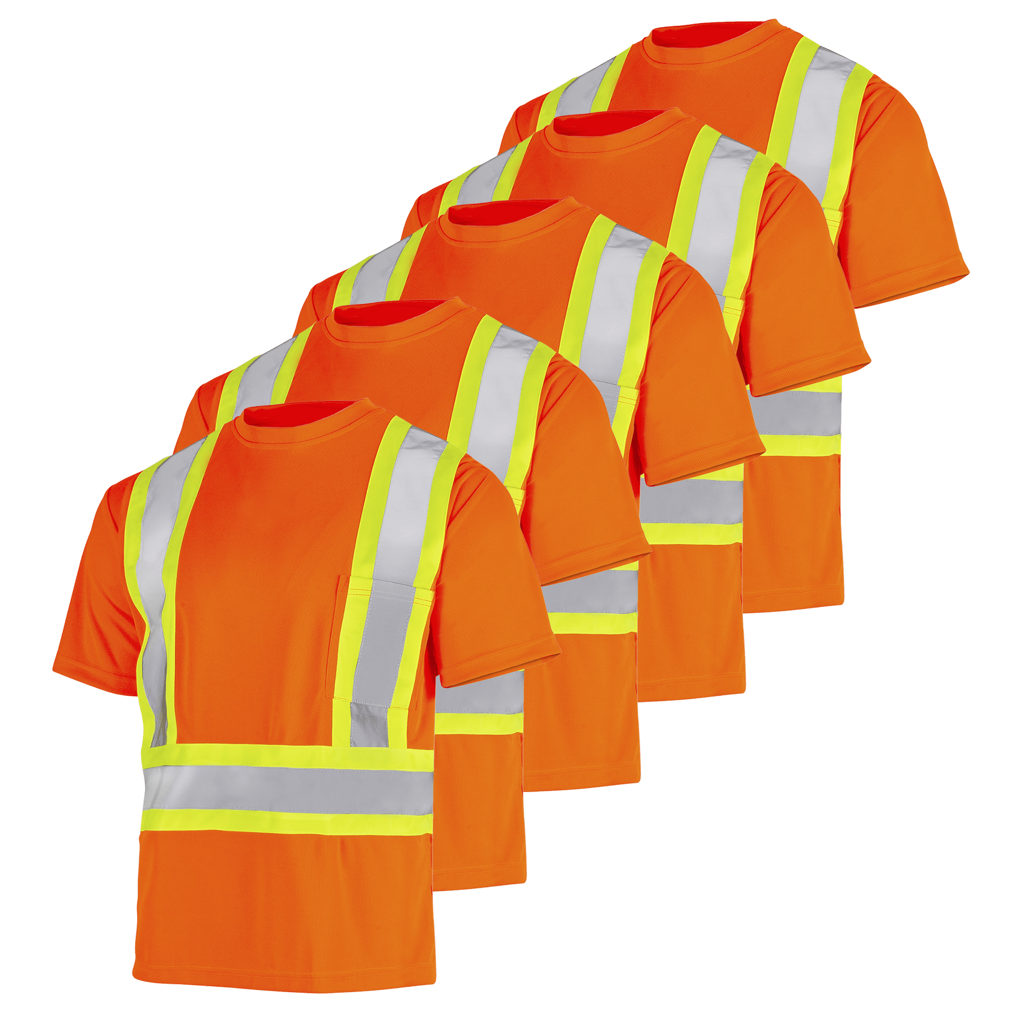 JORESTECH 5-Pack Hi-Vis Short Sleeve Safety Shirt, Two-Toned (Orange, L ...