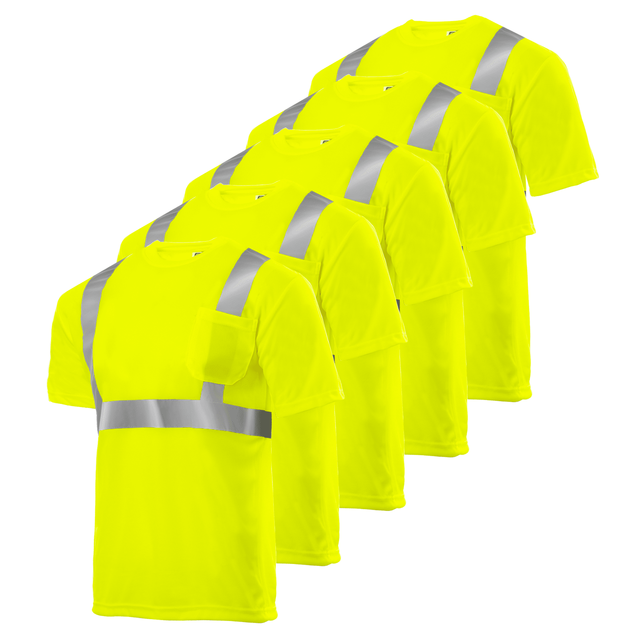 Jorestech 5-Pack Hi-Vis Work Safety T-Shirts, Short Sleeve, Yellow, XL ...