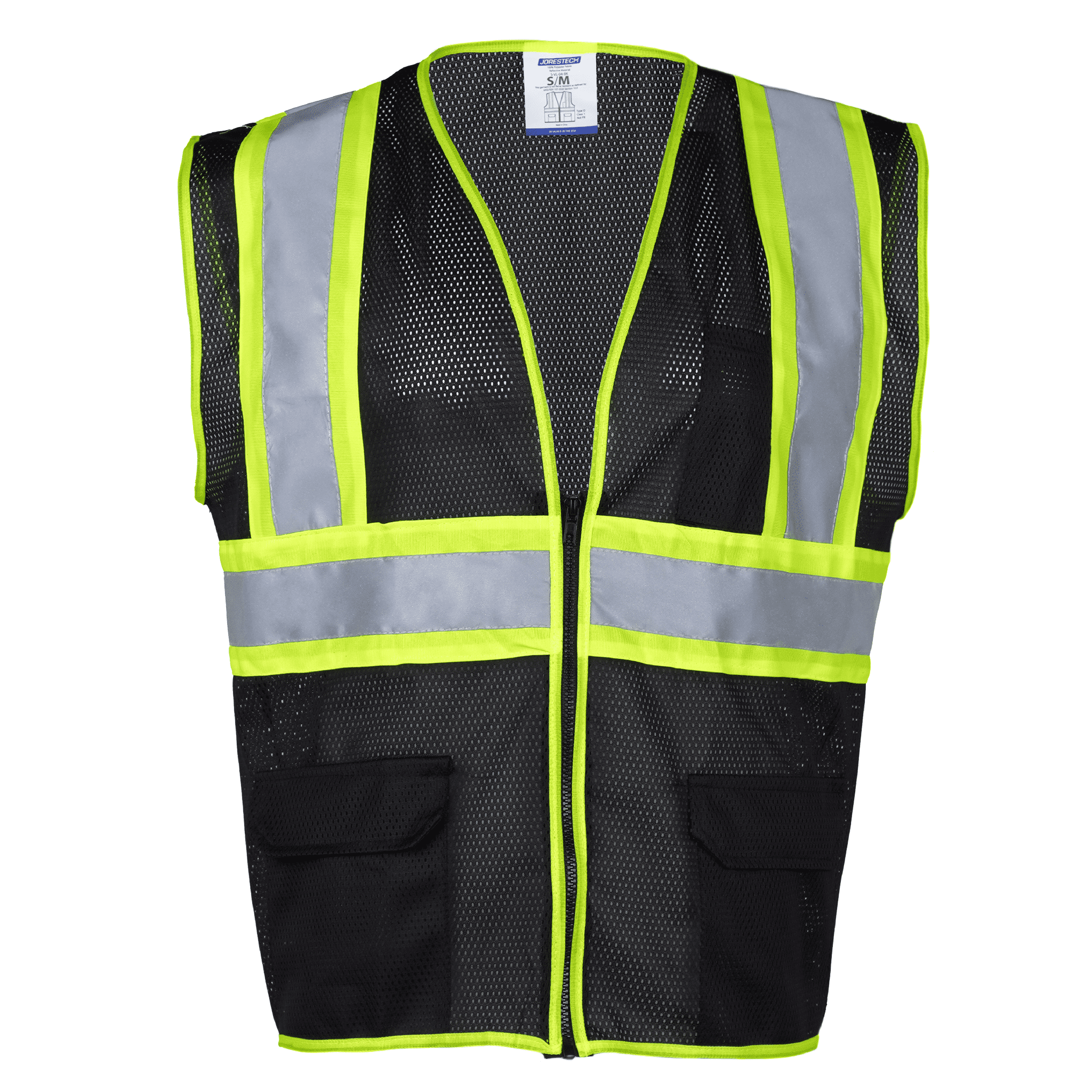 JORESTECH Hi-Vis Two Tone Safety Vest, ANSI Class 2, VL-04 (Black, LXL ...