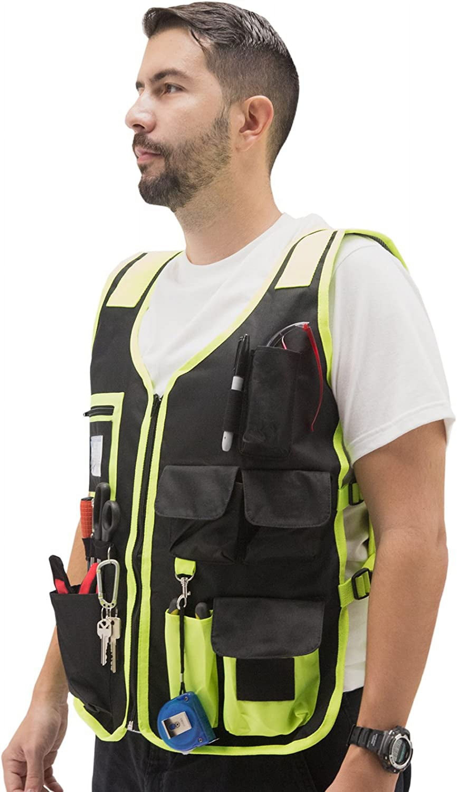 JORESTECH High Visibility Tool Vest with reflective strips (Green ...