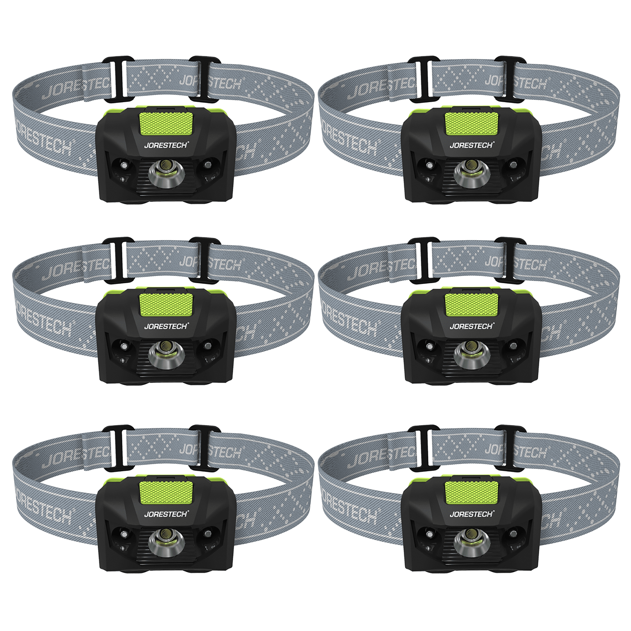 JORESTECH LED Water Resistant Headlamp Flashlight (Black, 6 Units ...