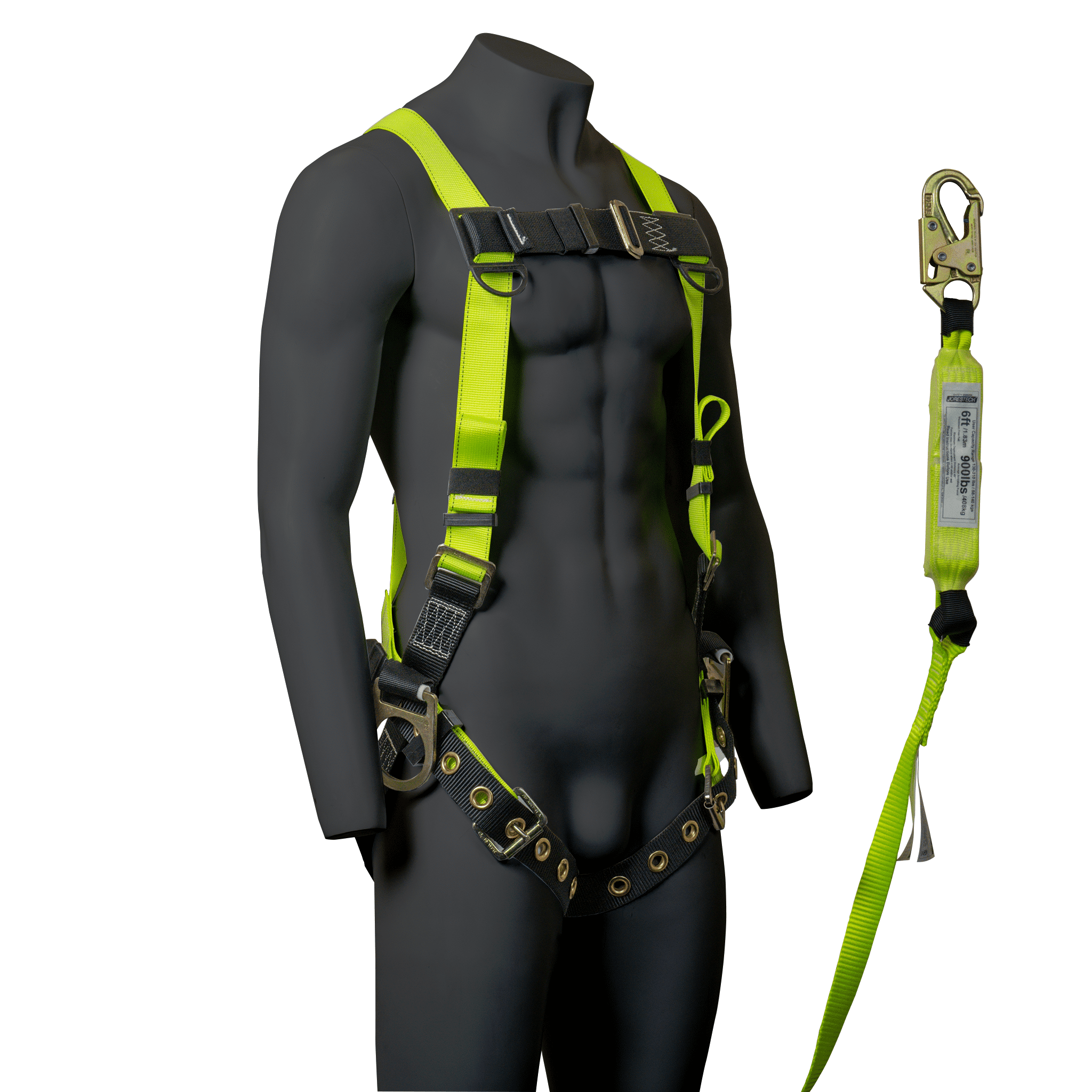 JORESTECH Safety Full Body Harness with 3 D-Rings and 6-Foot Safety ...