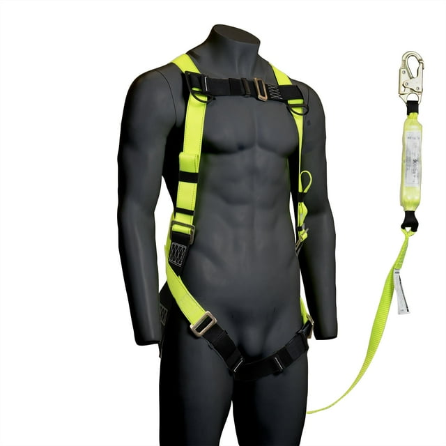 JORESTECH Safety Full Body Harness with 6 Foot Safety Lanyard Fall ...