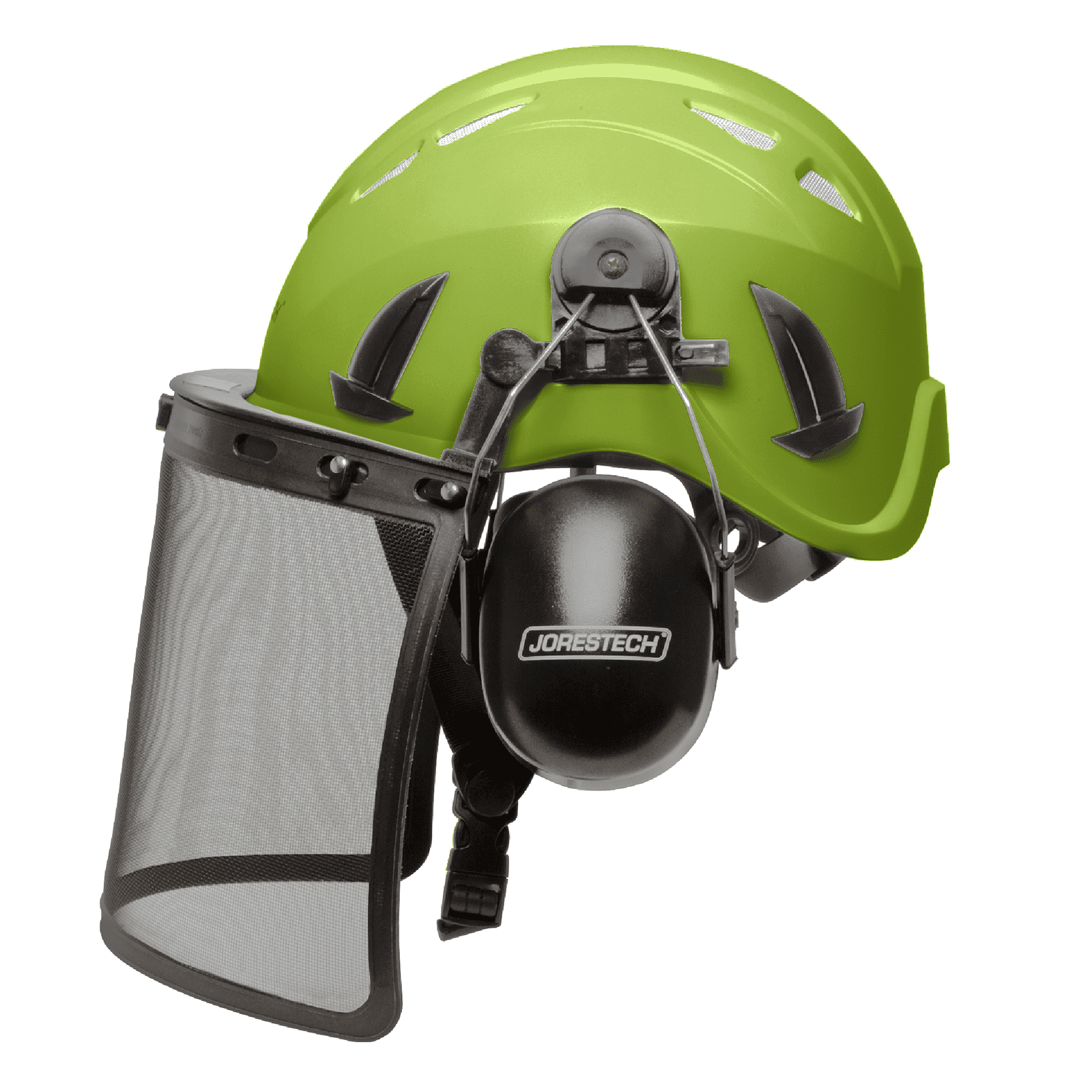 JORESTECH Safety Helmet System with Iron Mesh Face Shield and Earmuffs ...