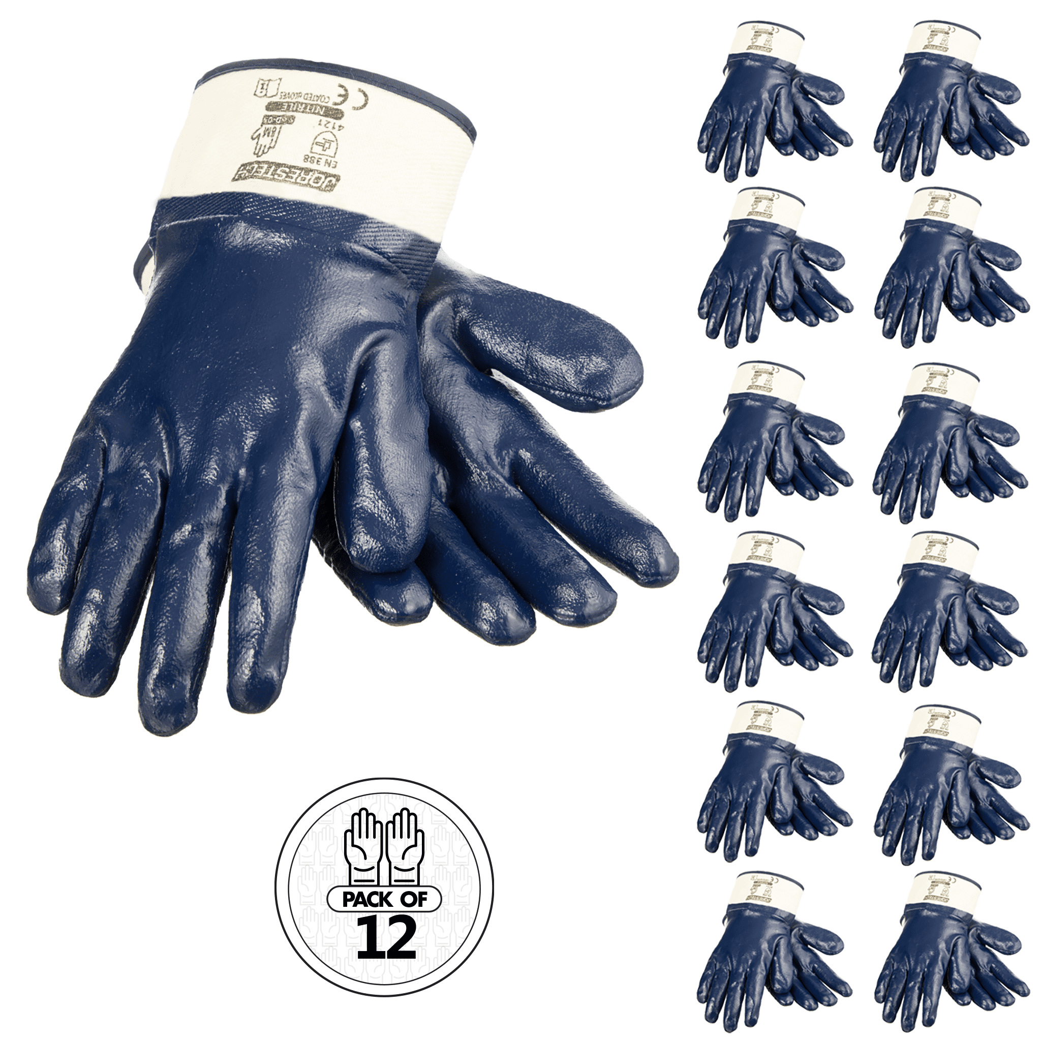 JORESTECH Safety Multi-Purpose Fully Dipped Work Gloves, Nitrile Coated ...