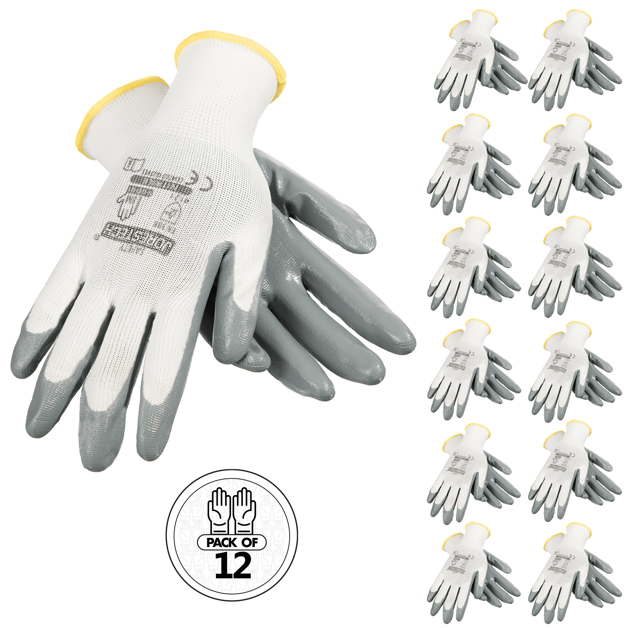 JORESTECH Safety Multi-Purpose Palm Dipped Work Gloves, Nitrile Coated, GD-01 (XL, 12 Units ...