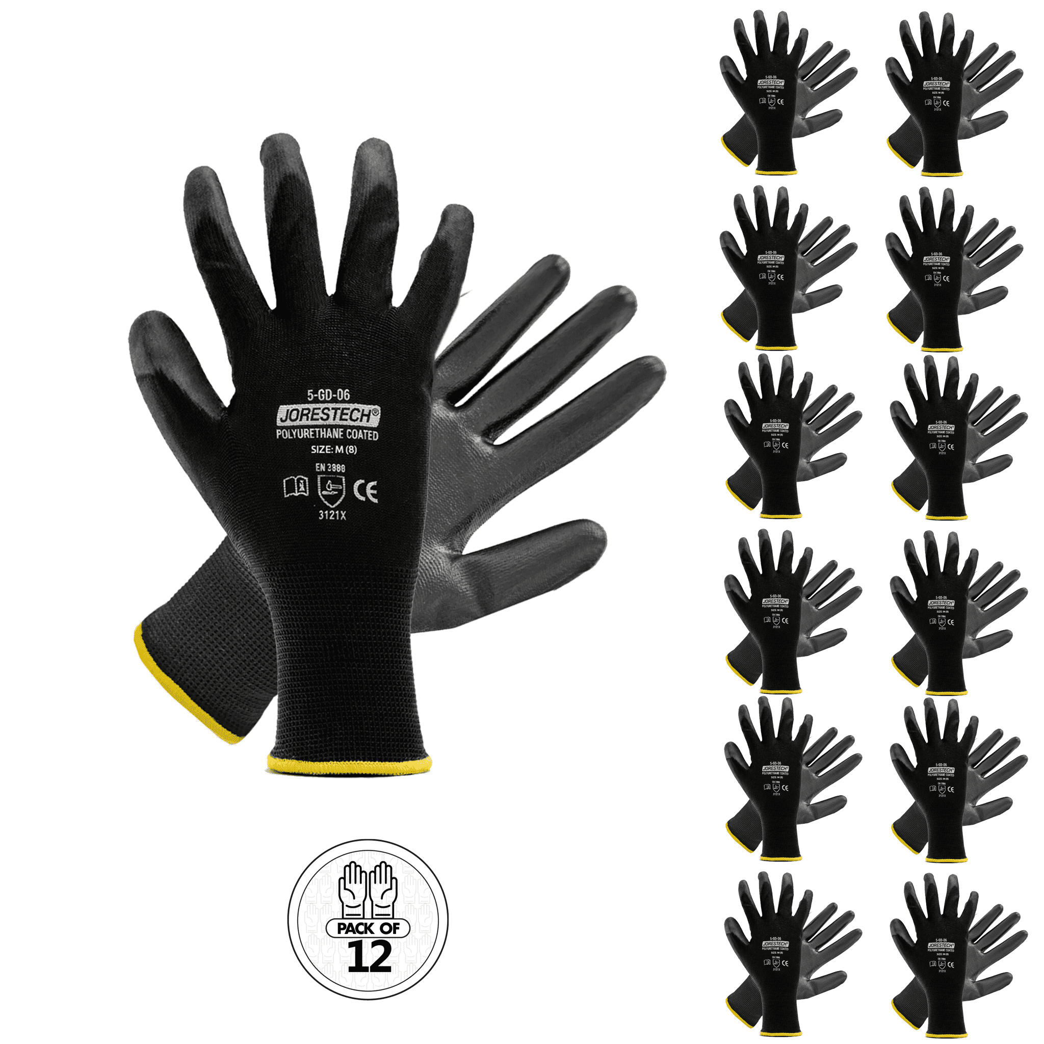 Jorestech Ultra-Thin Polyurethane Coated Work Gloves, Grip, Dexterity ...