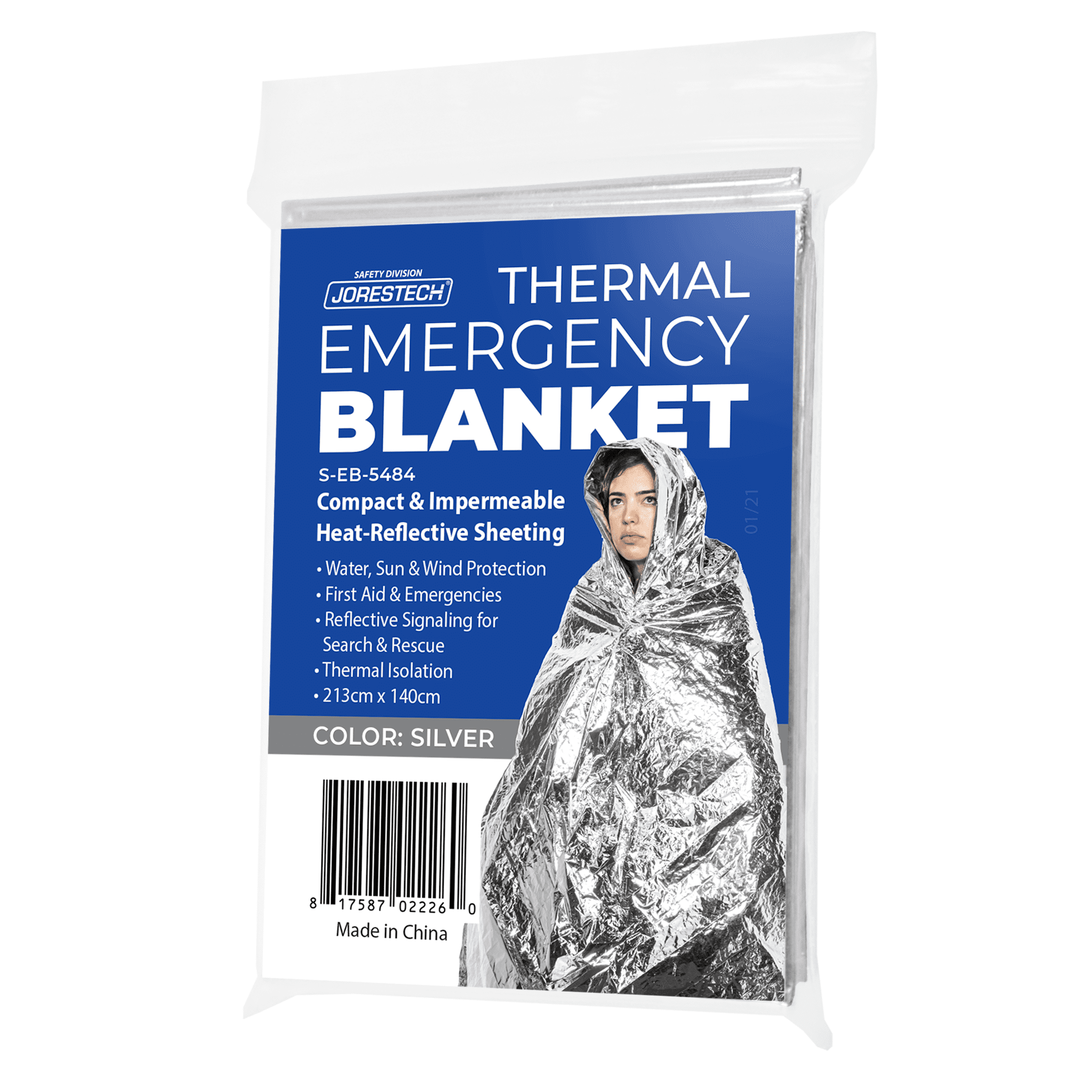 JORESTECH Thermal Foil Weatherproof Emergency Blanket (Silver, 5 Units ...