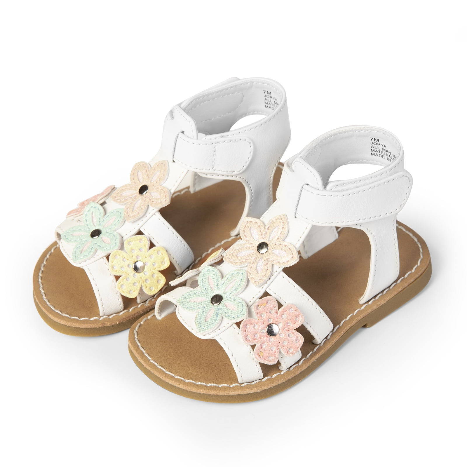 JORYA Girls Strap Dress Flat Sandals, Summer Shoes with Flowers, Size 10 - Walmart.com