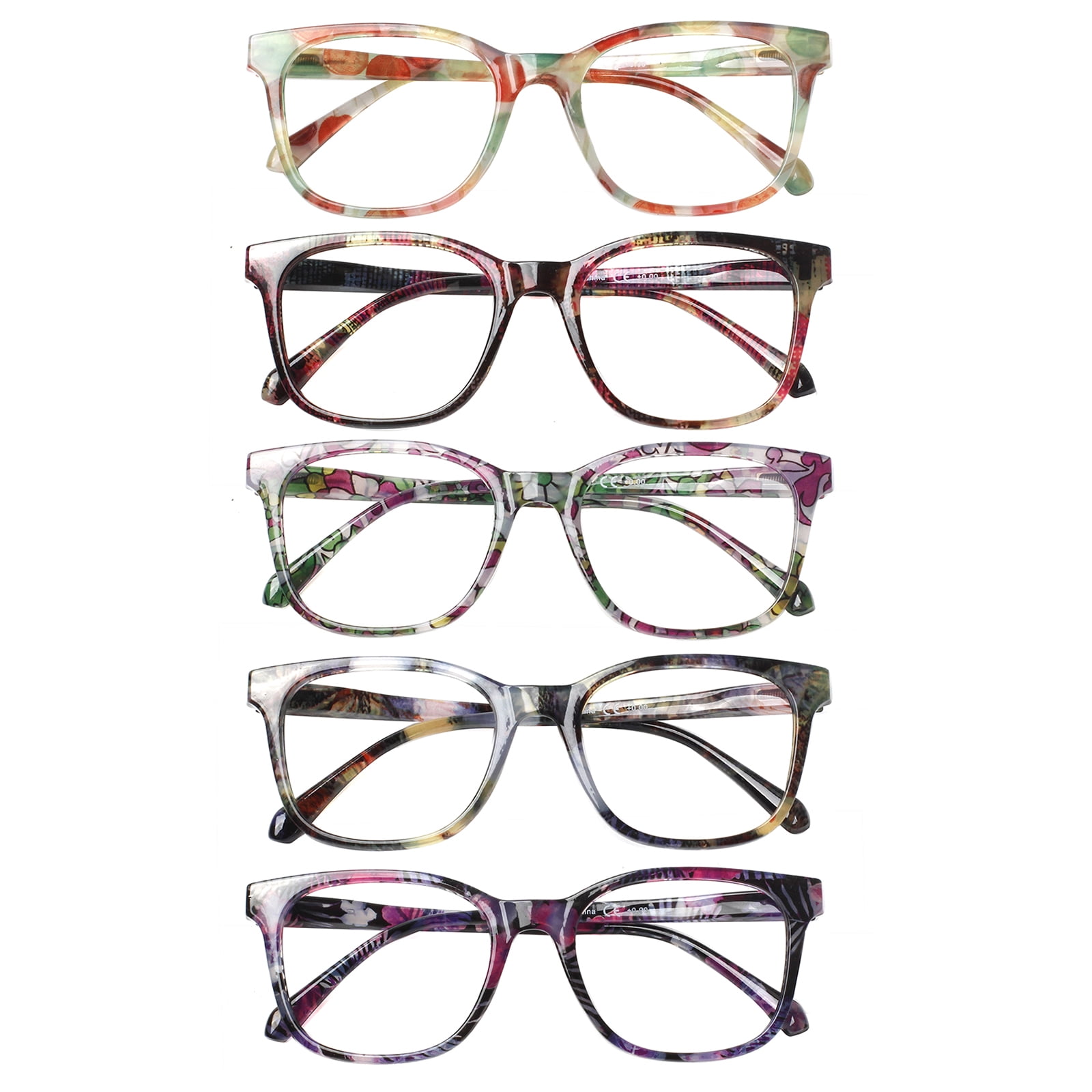 JOSCHOO 5 Pack Reading Glasses for Women Blue Light Blocking Spring ...