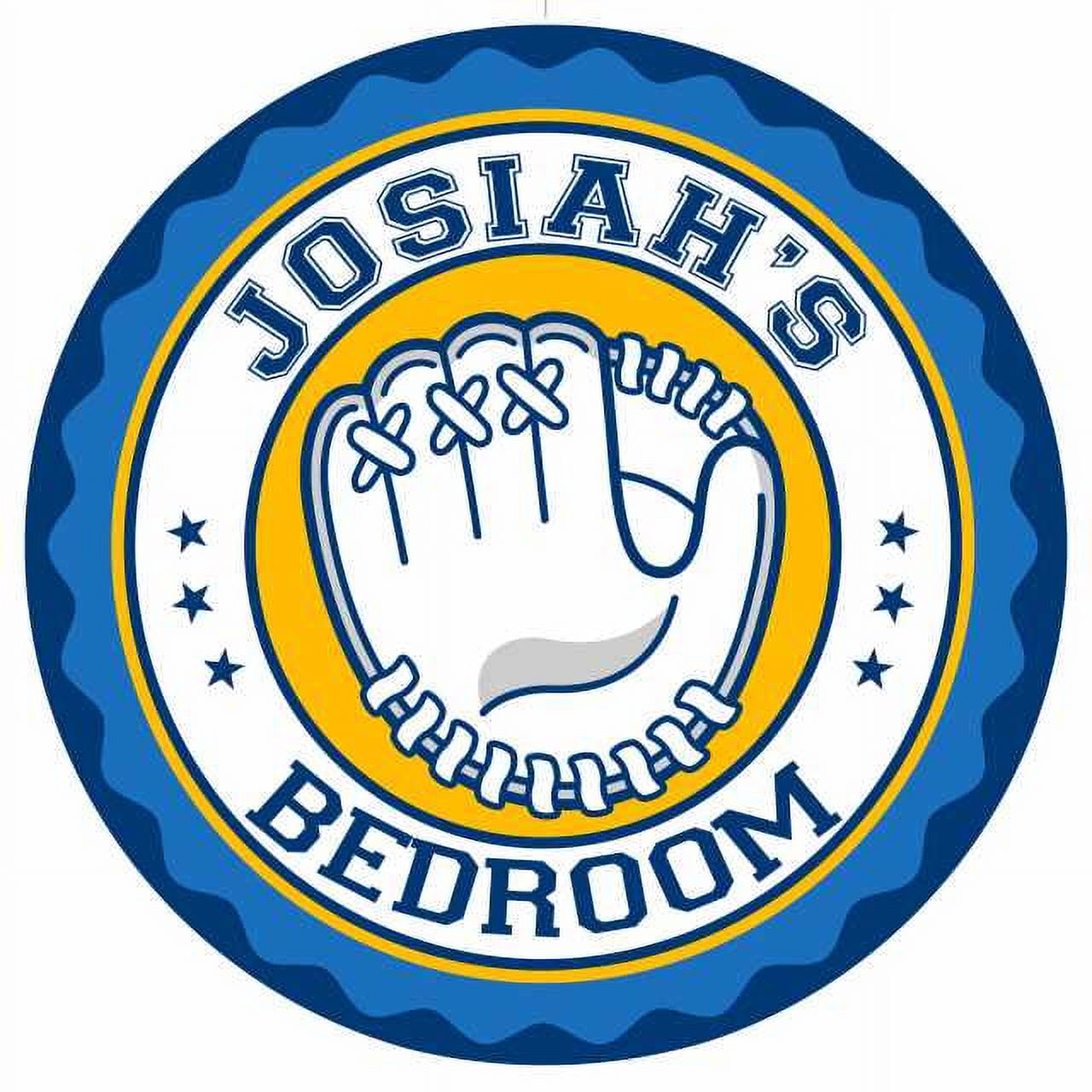 JOSIAH'S Baseball Glove Bedroom 14" Round Metal Sign Boys Room ...