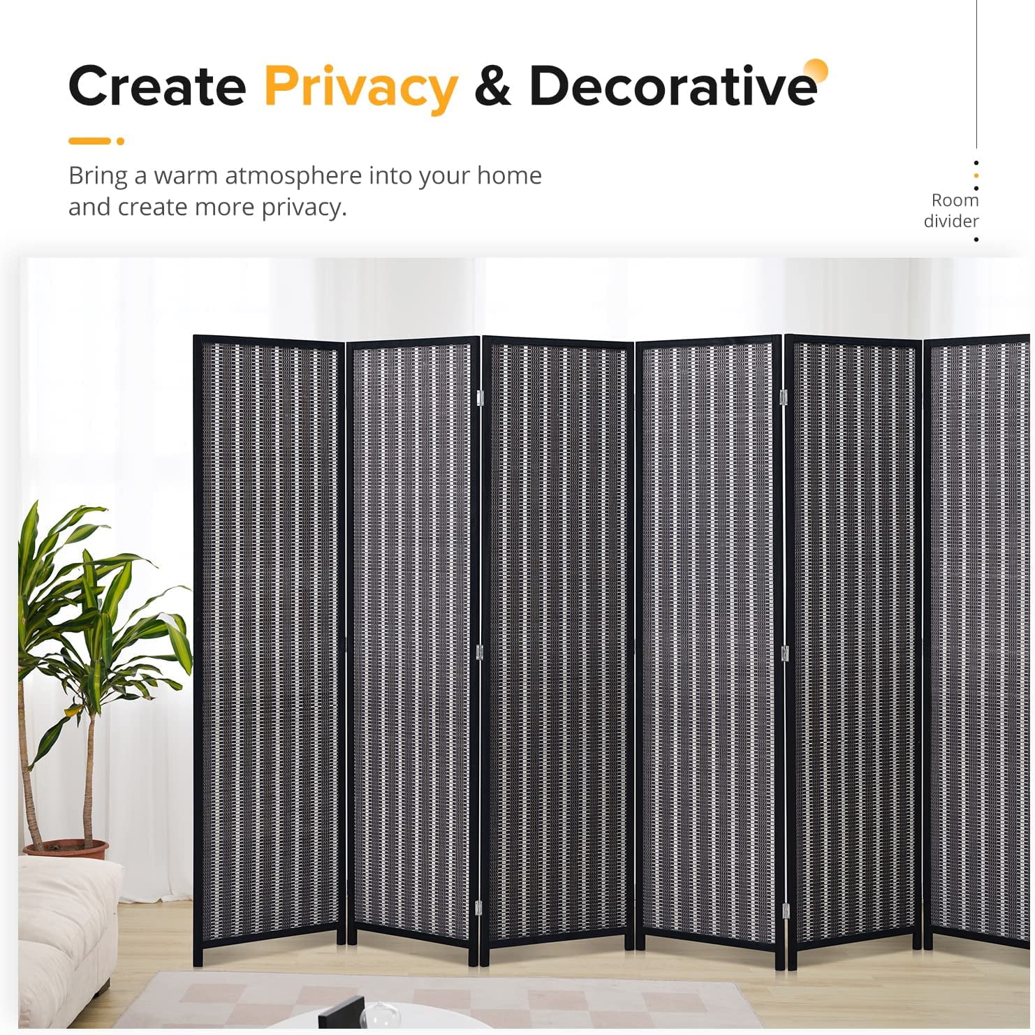 JOSTYLE 6-Panel Room Divider Folding Privacy Screen Divider for Room ...