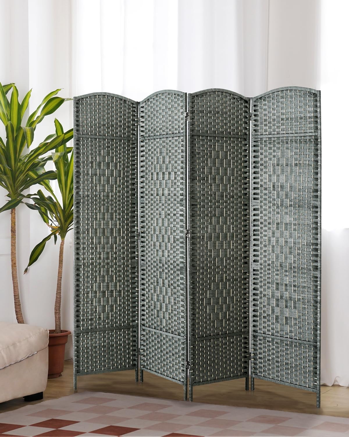 JOSTYLE Folding Privacy Room Divider, 4 Panel Screen Divider 6 ft. Tall ...