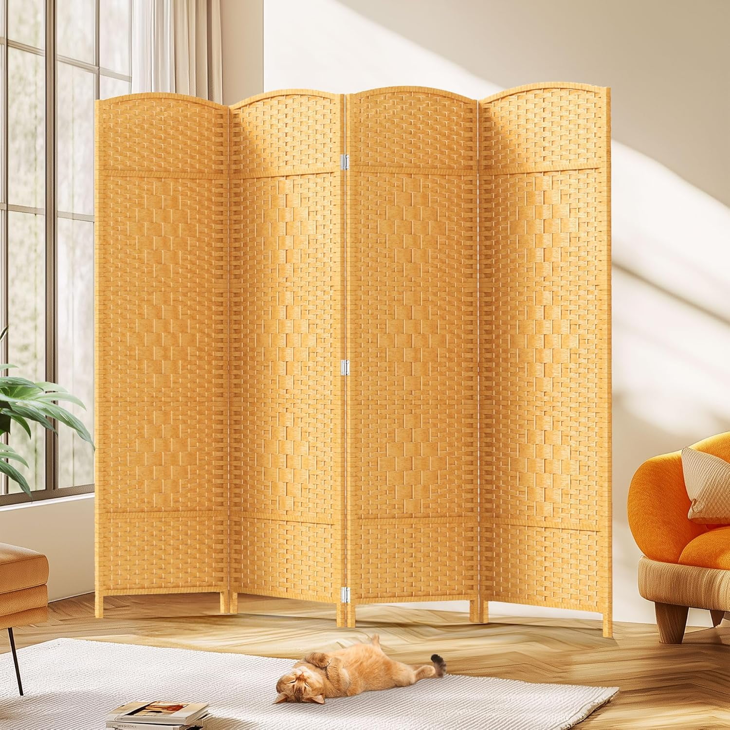 JOSTYLE Room Divider 4 Panel Room Partition, Folding Privacy Room ...