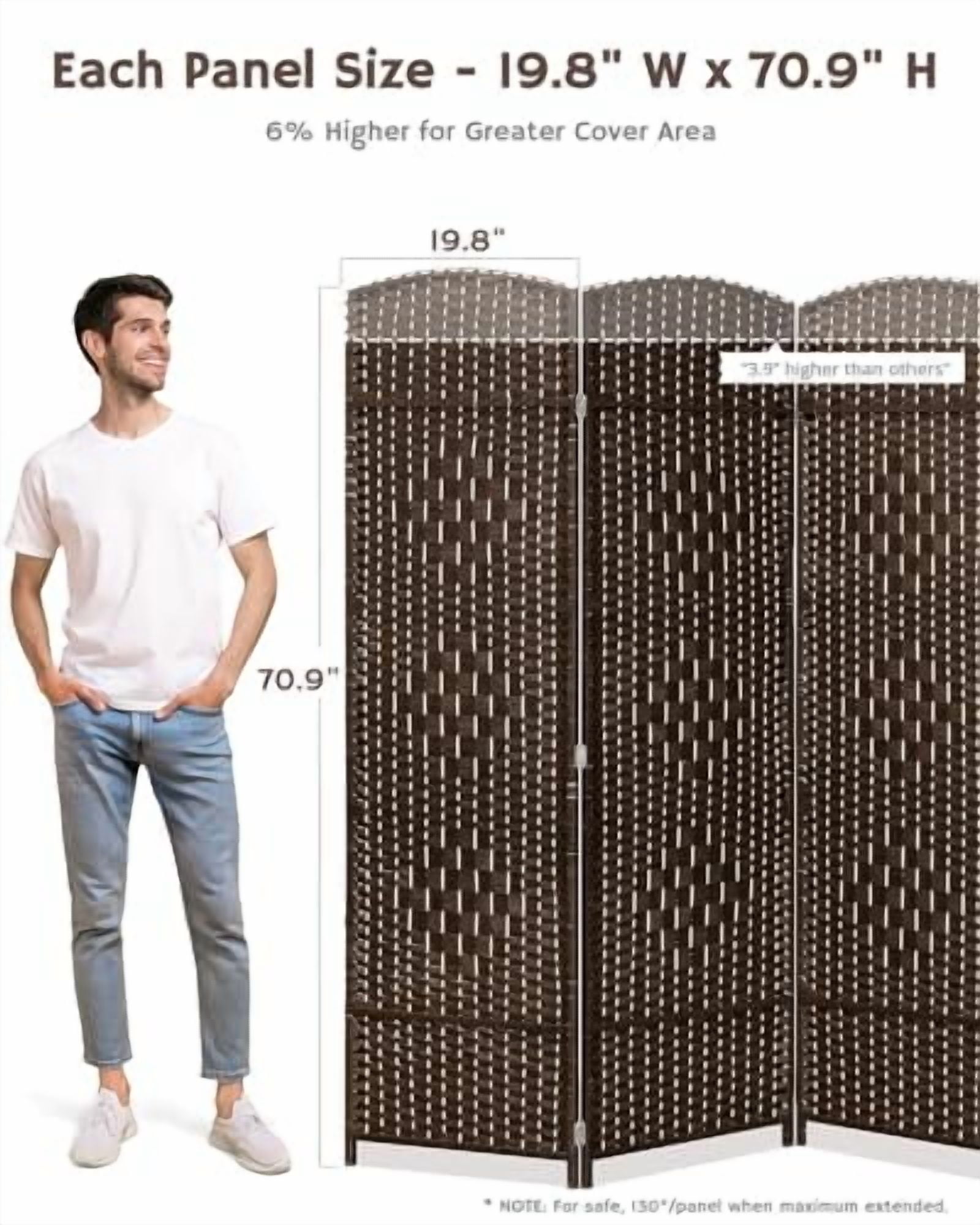 JOSTYLE Room Divider 4 Panel Room Partition, Folding Privacy Room ...