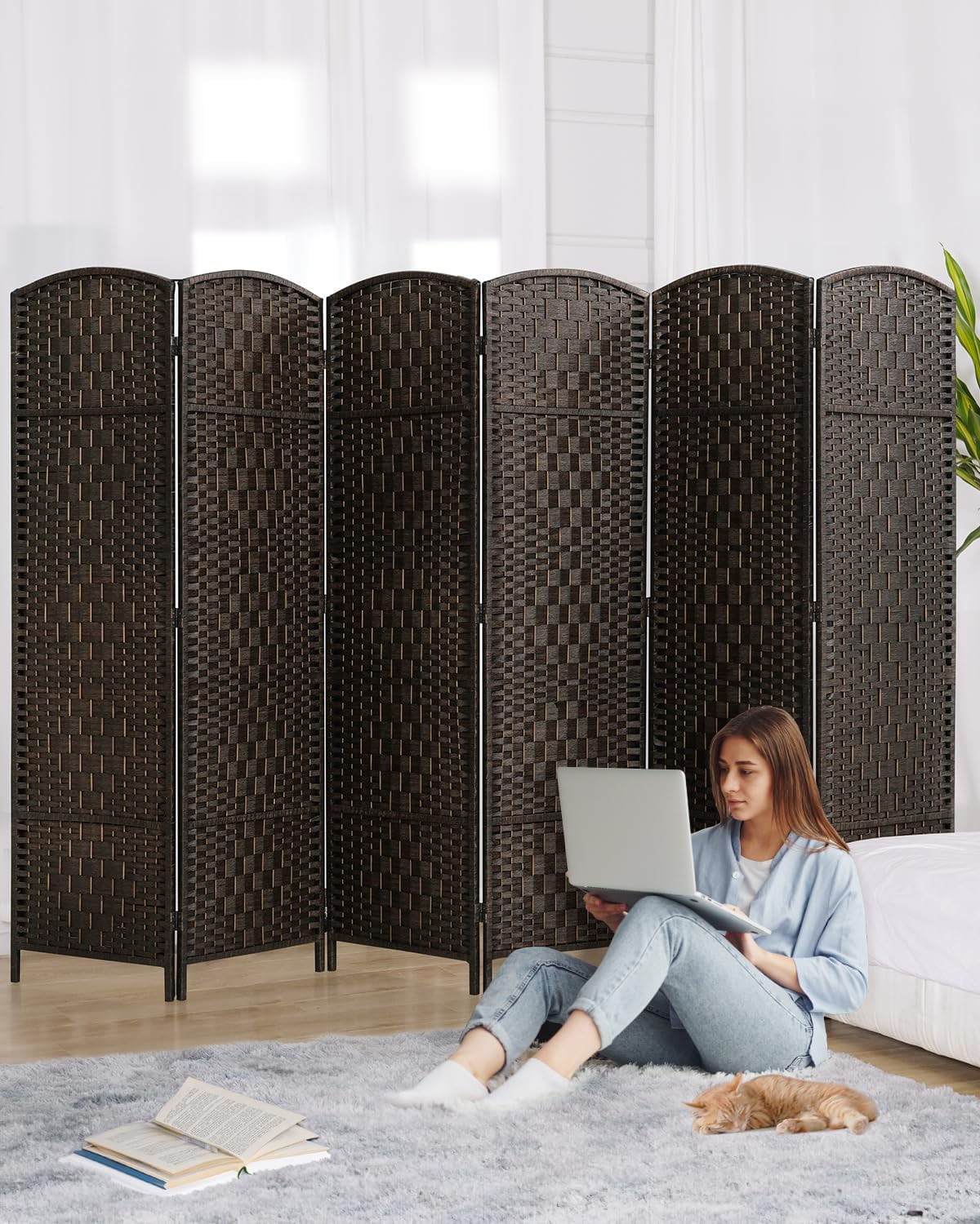 JOSTYLE Room Divider 6 Panel Room Partition, Foldable Freestanding Room ...