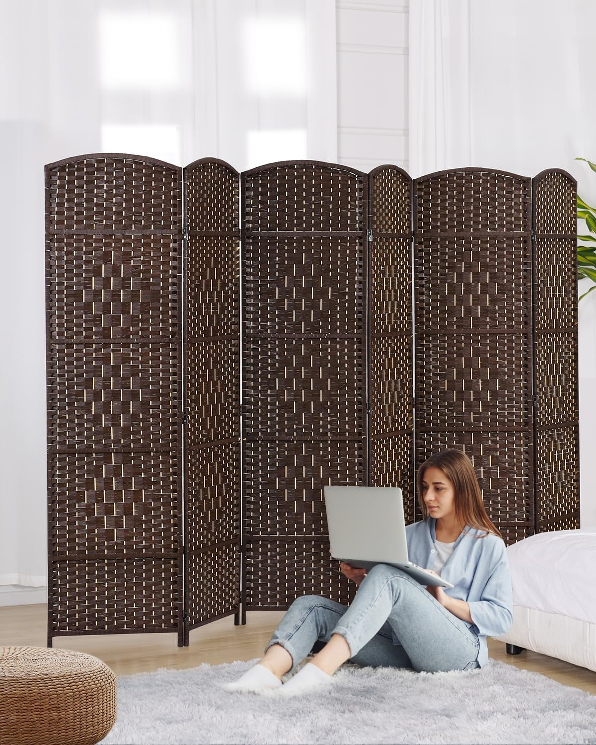 JOSTYLE Room Divider 6ft. Tall Extra Wide Privacy Screen, Folding ...