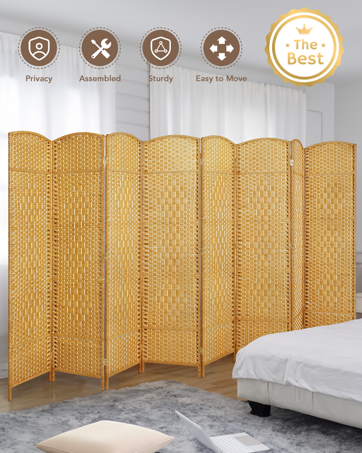 Jostyle Room Divider 6ft. Tall Extra Wide Privacy Screen, Folding ...