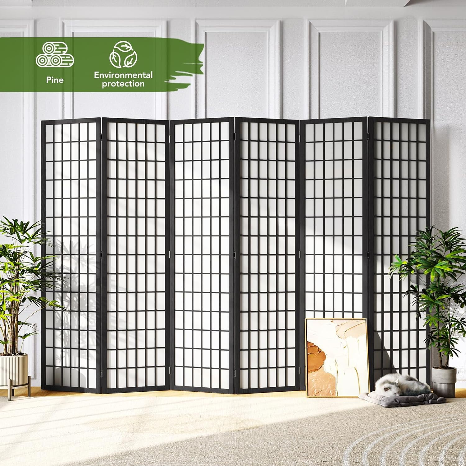JOSTYLE Room Divider Screen 6 Panel, 5.9 Ft Folding Privacy Screen for ...