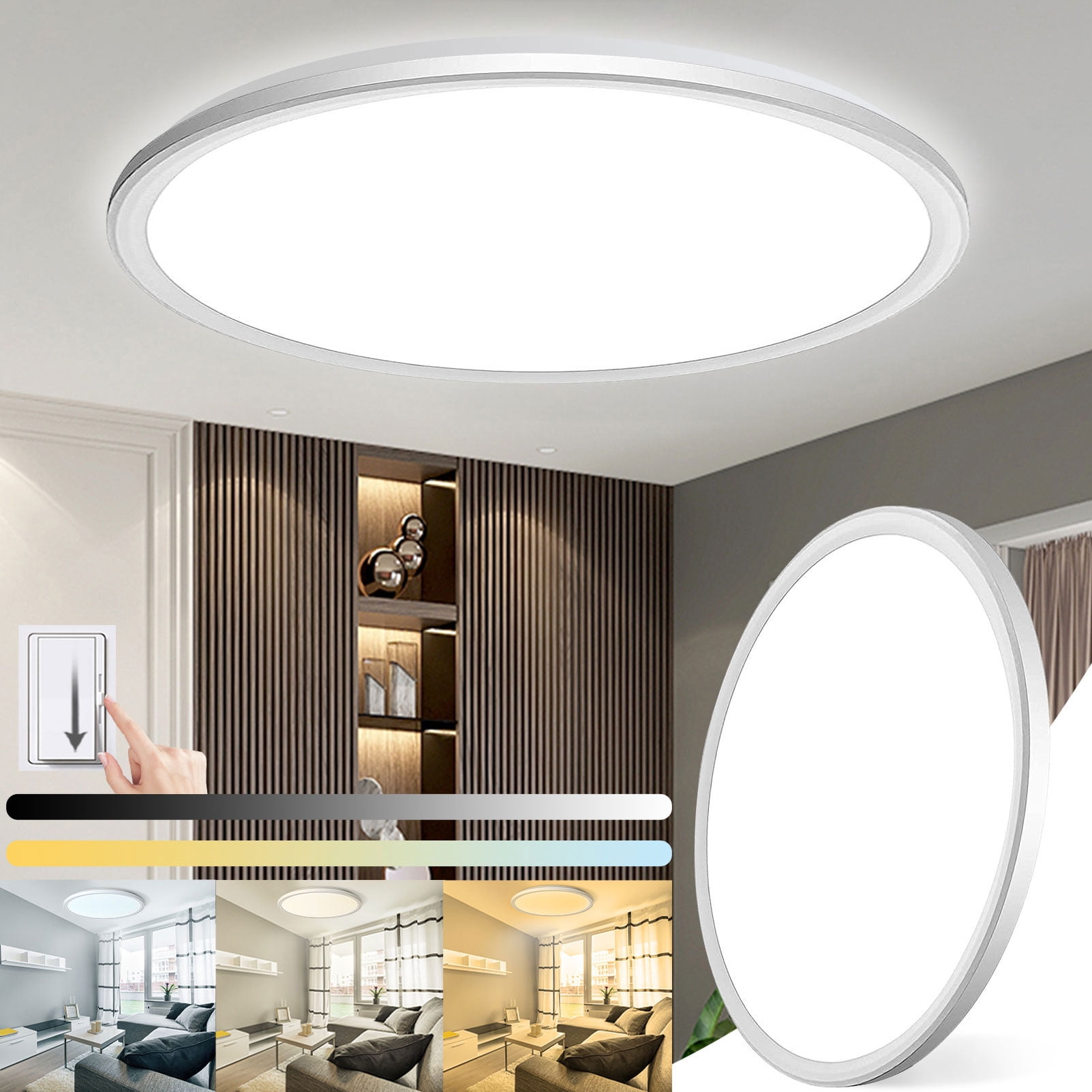 JOUALY 12 Inch 28W LED Flush Mount Ceiling Light,3200LM DIMMABLE Super ...