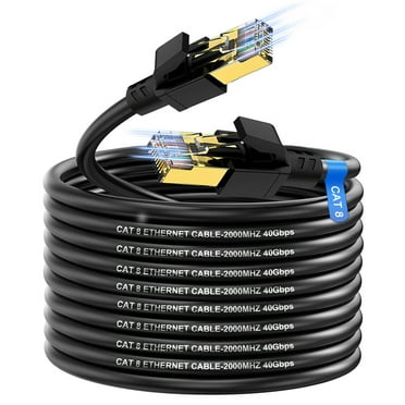 8 Ethernet Cable, High Speed Braided 40Gbps 2000Mhz Network Cord, Heavy ...