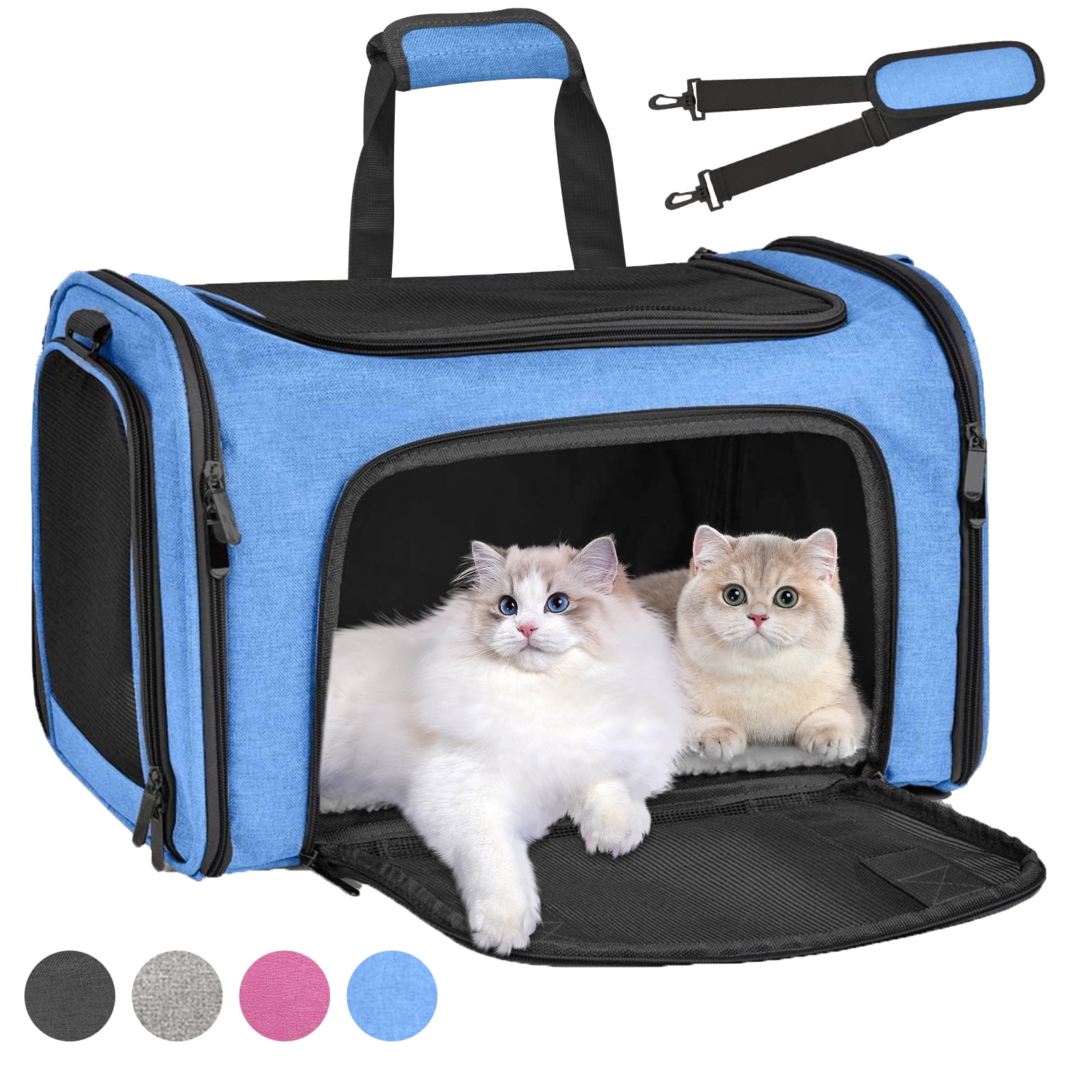 JOUALY Pet Carrier for Large Medium Small Cats, Soft-Sided Cat Carrier ...