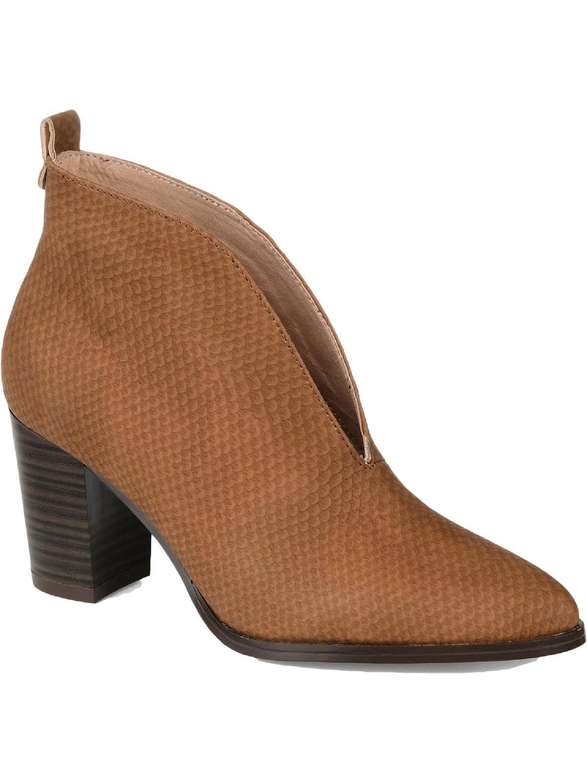 JOURNEE COLLECTION Womens Beige Textured V-Cutout Pull Tab Bellamy ...