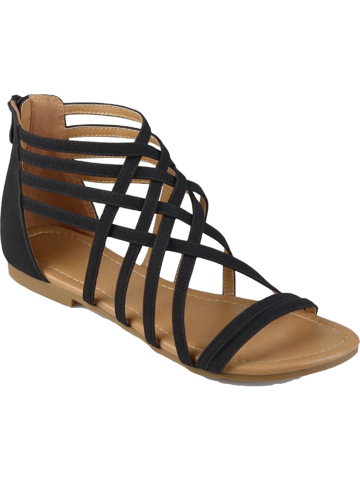 JOURNEE COLLECTION Womens Black Closed Back Strappy Hanni Round Toe Zip ...